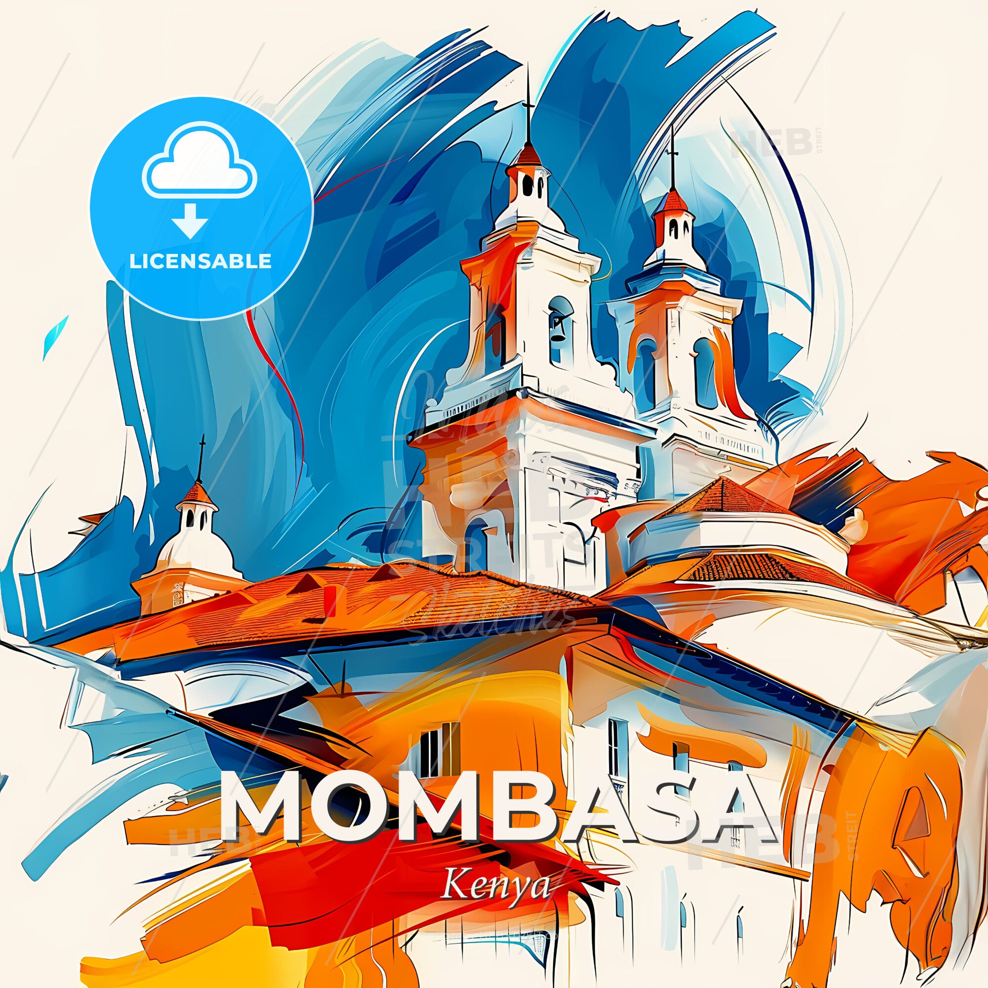 Vibrant Mombasa, Kenya, print template – HEBSTREITS
