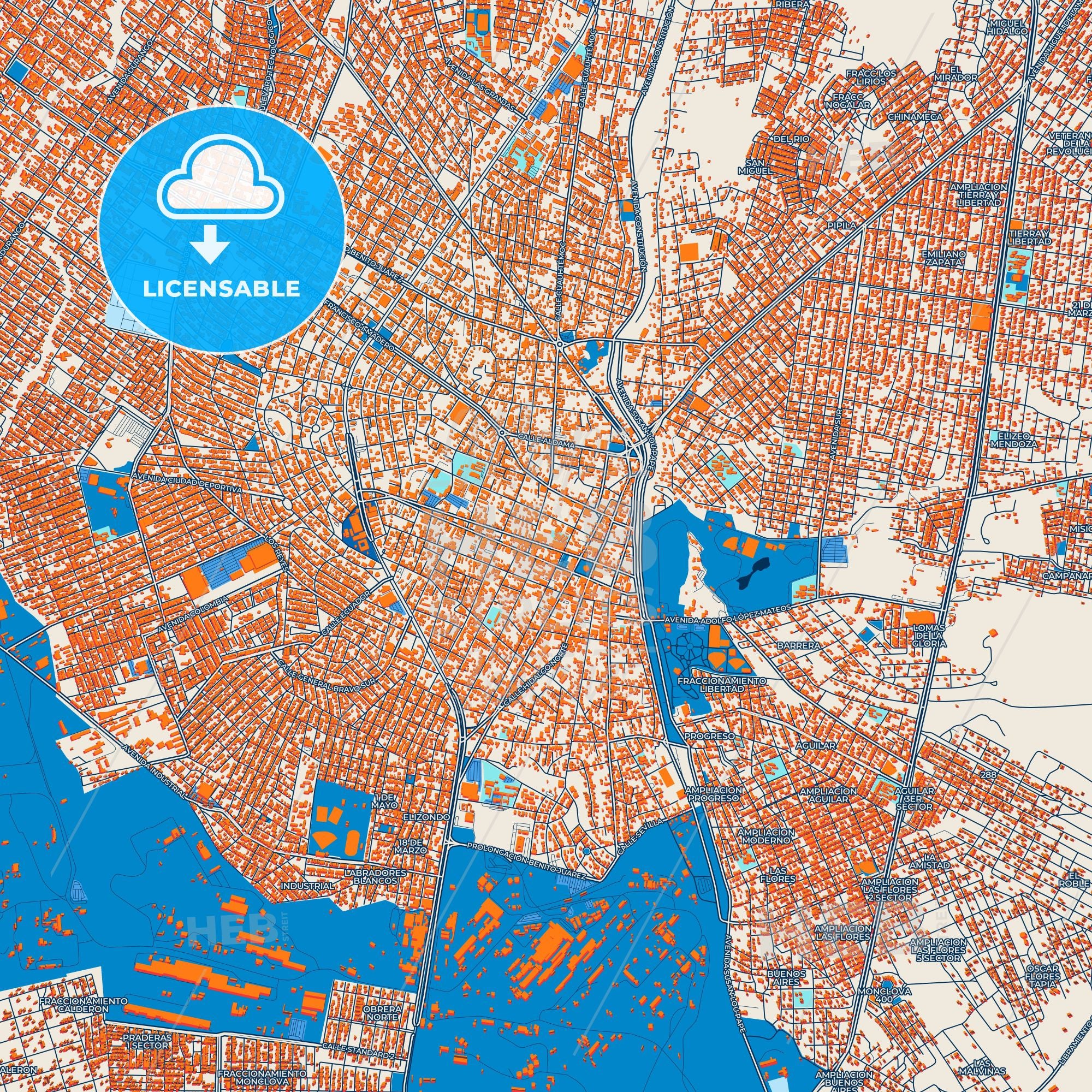 Colorful Monclova Street Map - Digital Download – HEBSTREITS