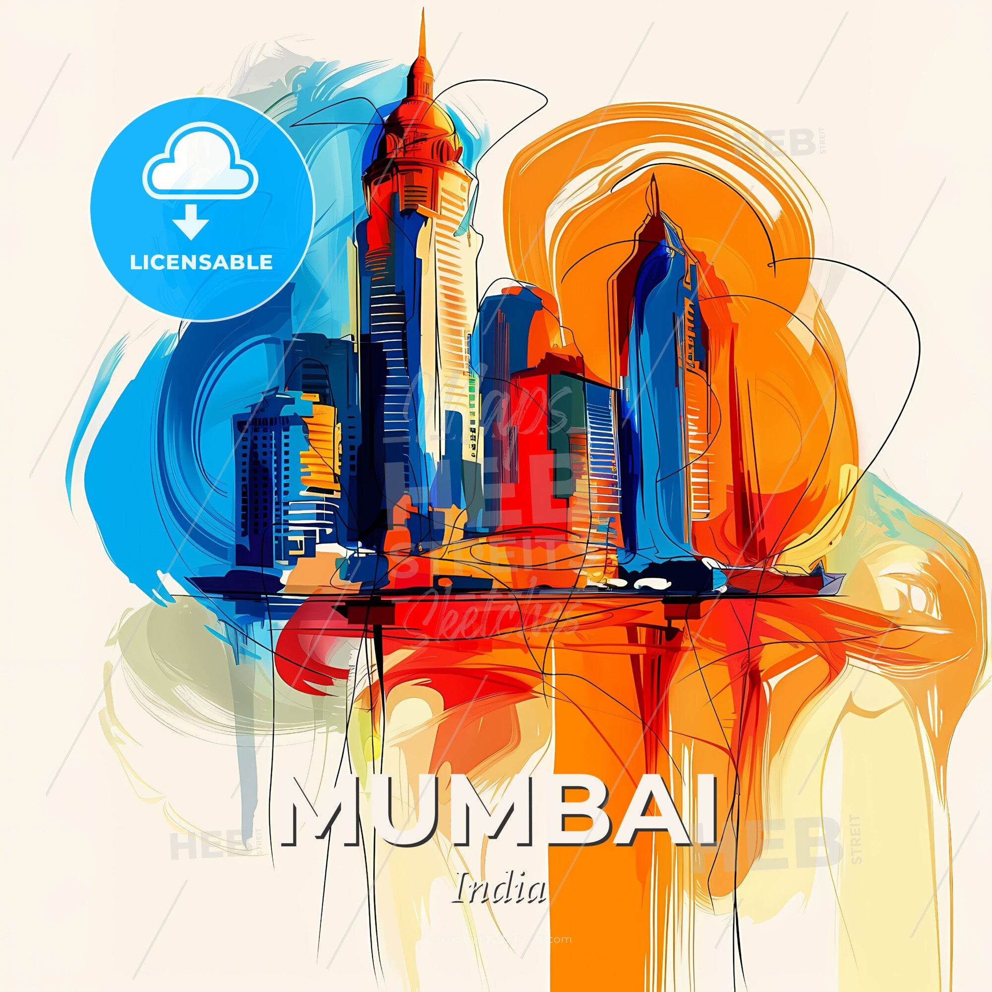Vibrant Mumbai, India - A Colorful Cityscape With A Few Buildings ...