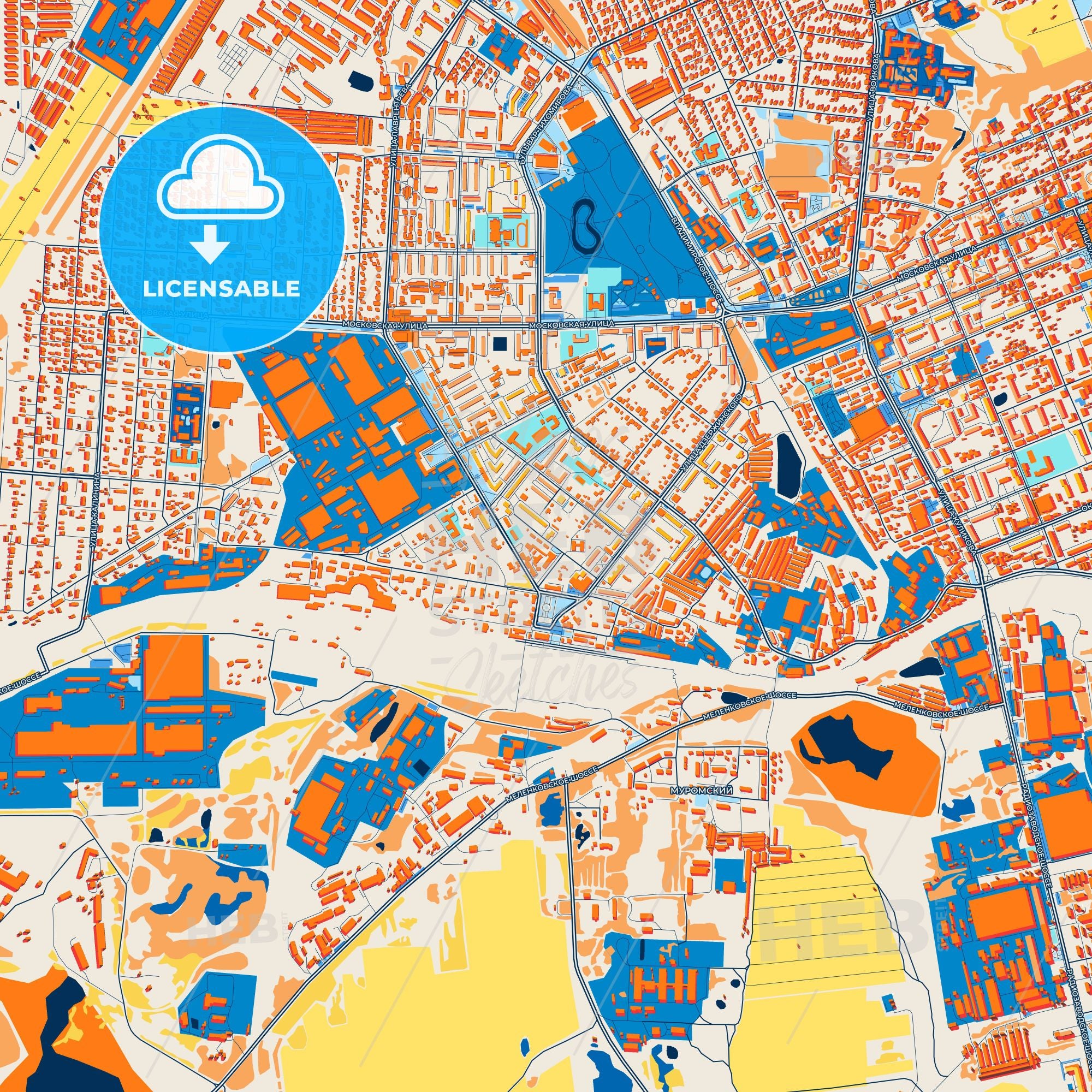 Colorful Murom Street Map - Digital Download – HEBSTREITS