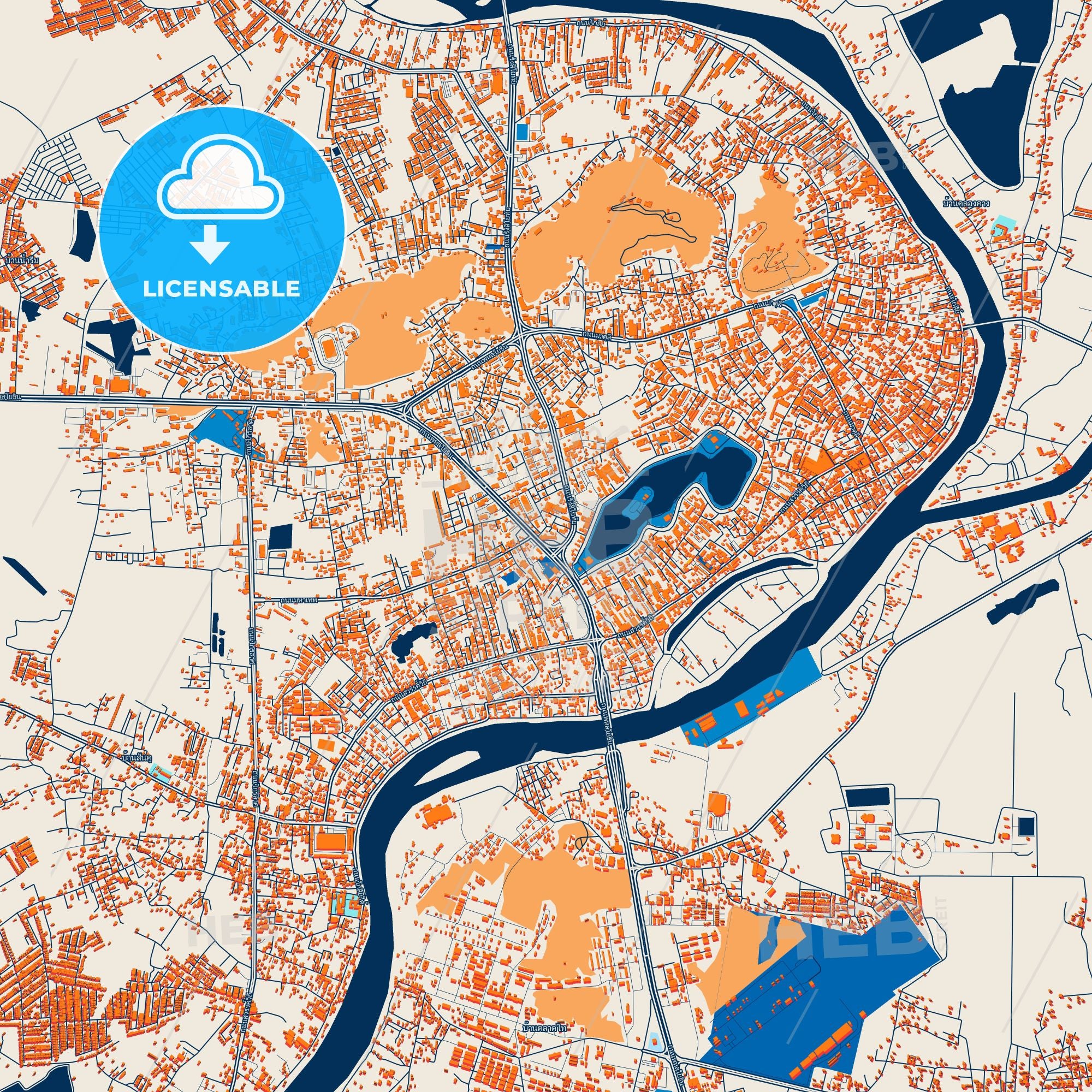 Colorful Nakhon Sawan Street Map - Digital Download – HEBSTREITS