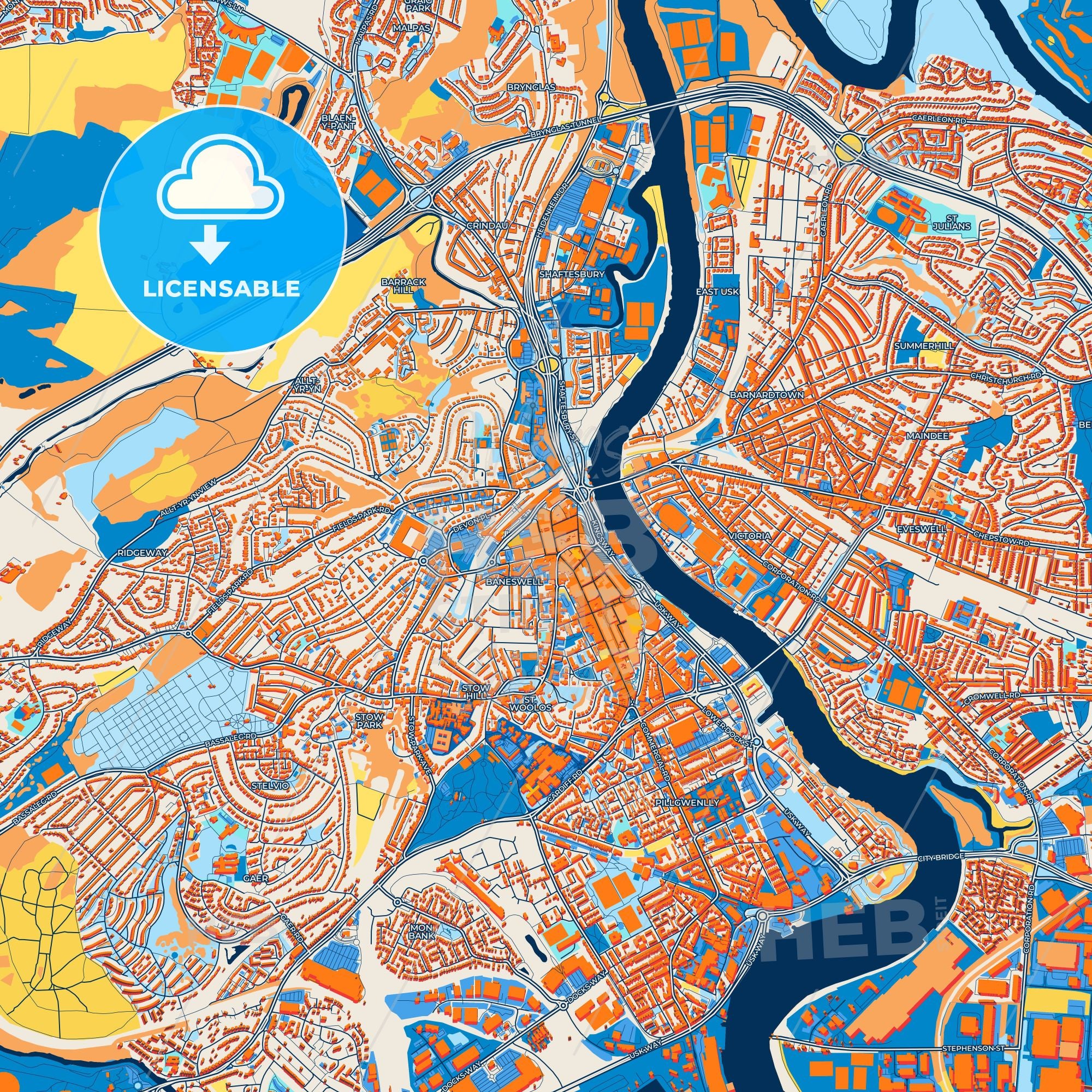 Colorful Newport Street Map - Digital Download – HEBSTREITS