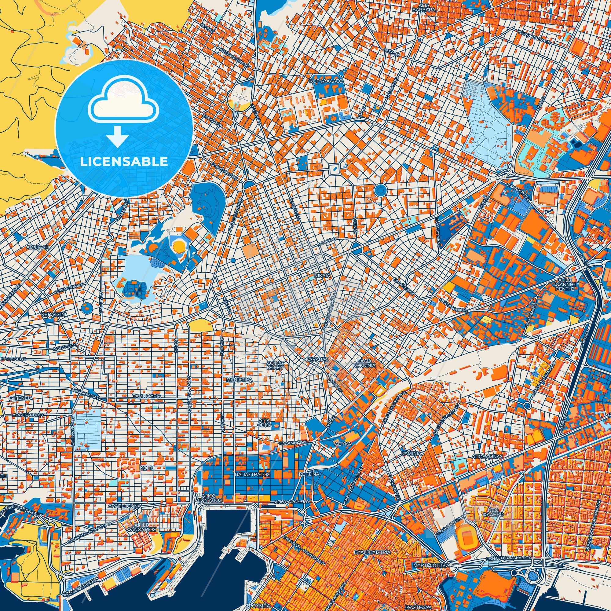 Colorful Nikaia Street Map - Digital Download – HEBSTREITS