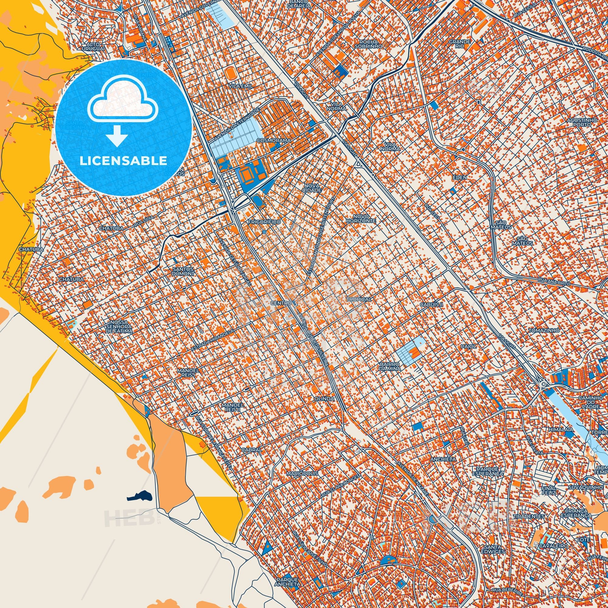 Colorful Nilopolis Street Map - Digital Download – HEBSTREITS