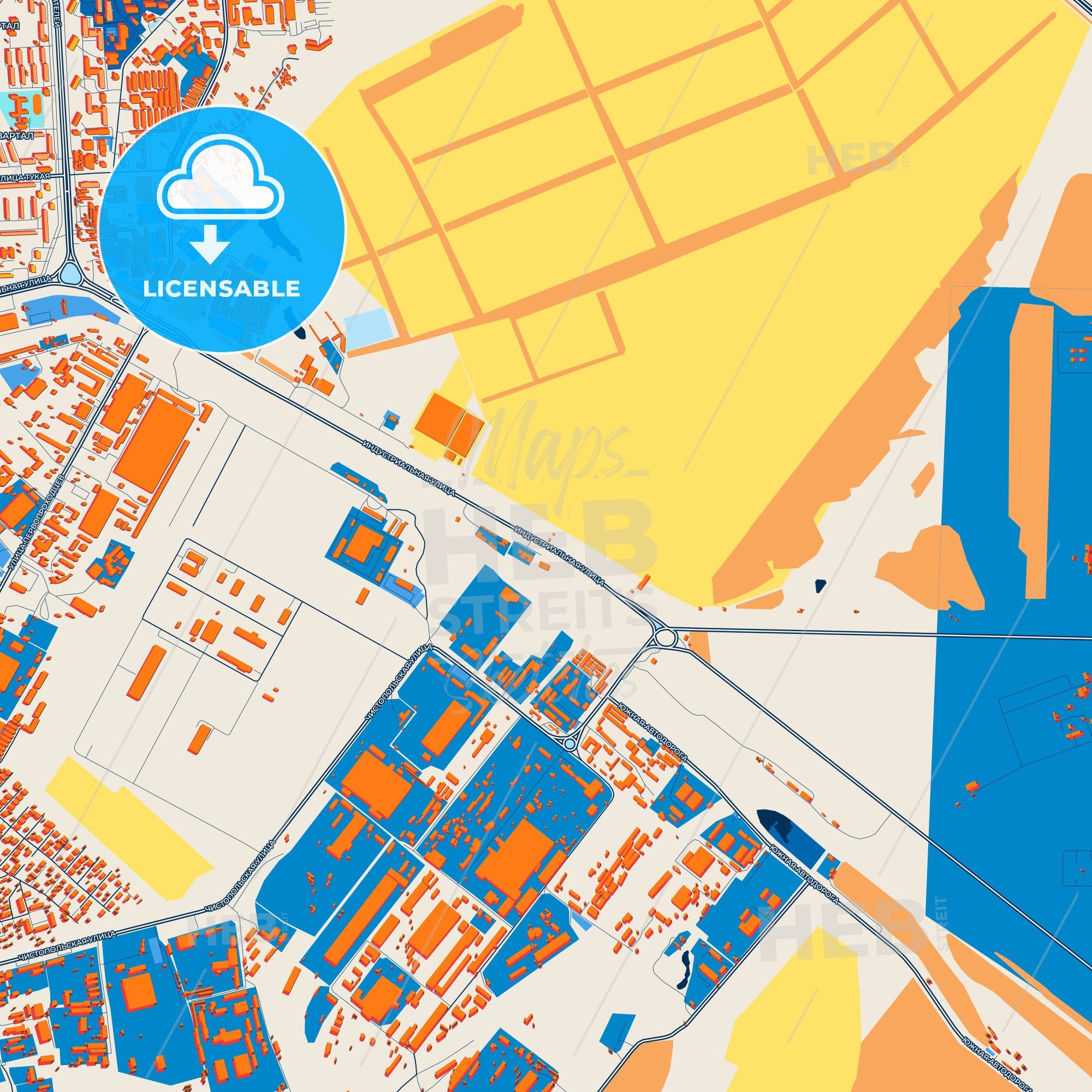 Colorful Nizhnekamsk Street Map With Labels And Buildings – HEBSTREITS