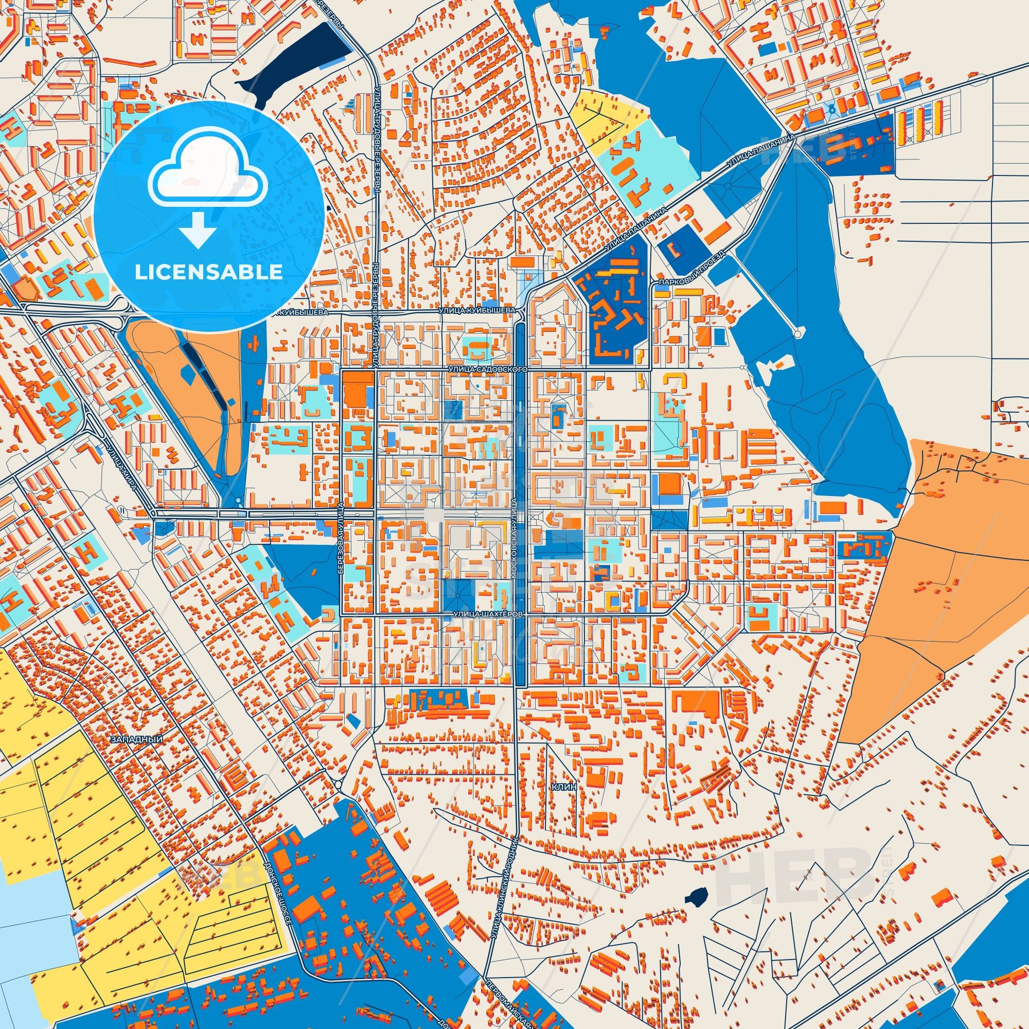 Colorful Novomoskovsk Street Map - Digital Download – HEBSTREITS