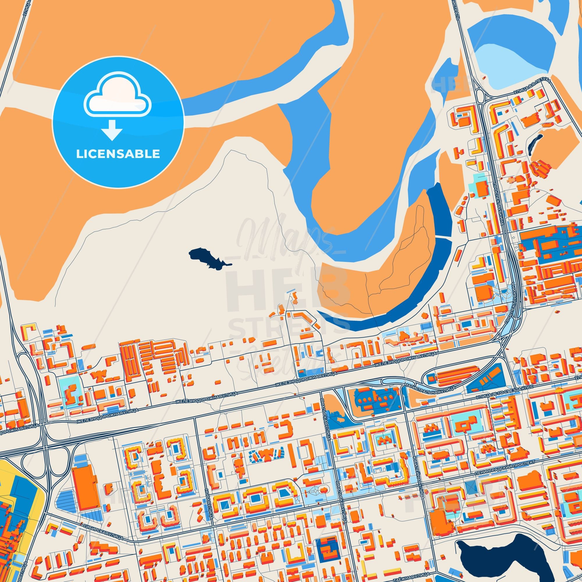 Colorful Novy Urengoy Street Map - Digital Download – HEBSTREITS
