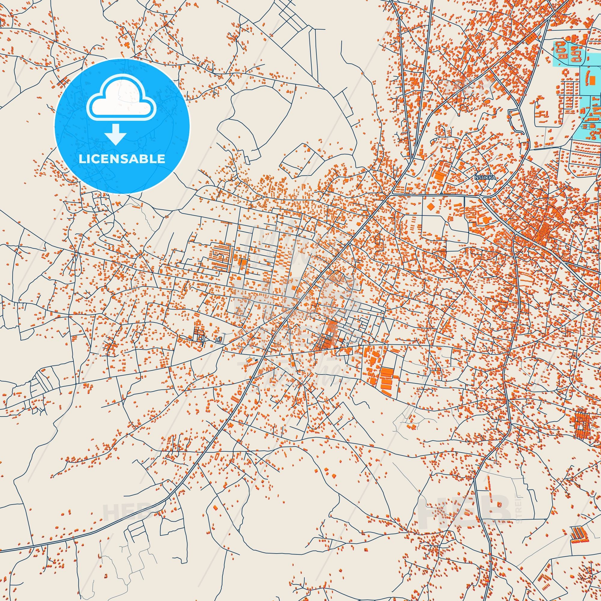 Colorful Nsukka Street Map - Digital Download – HEBSTREITS