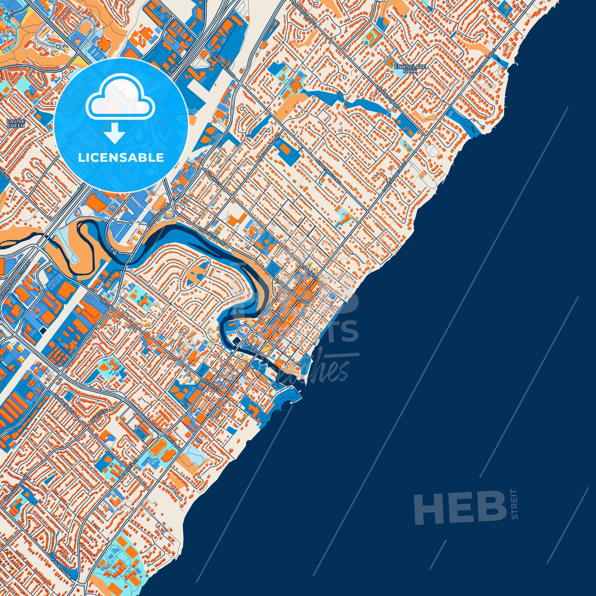 Colorful Oakville Street Map - Digital Download – HEBSTREITS