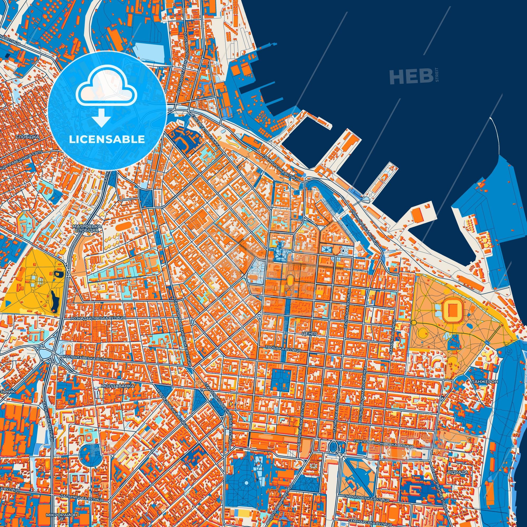 Colorful Odessa Street Map - Digital Download – HEBSTREITS