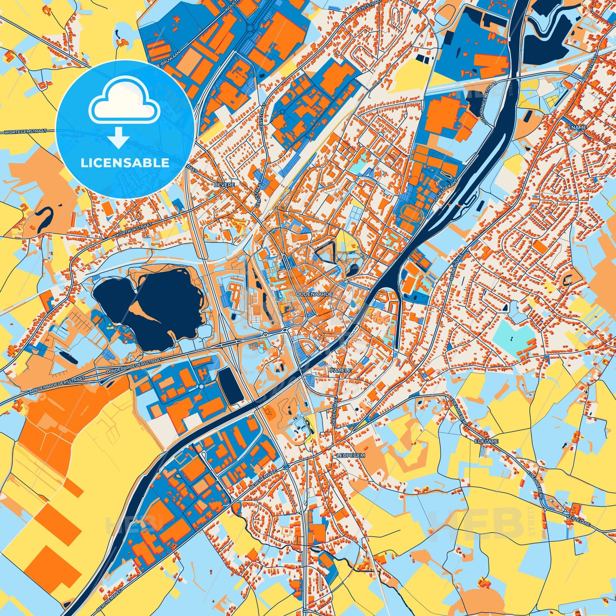 Colorful Oudenaarde Street Map - Digital Download – HEBSTREITS