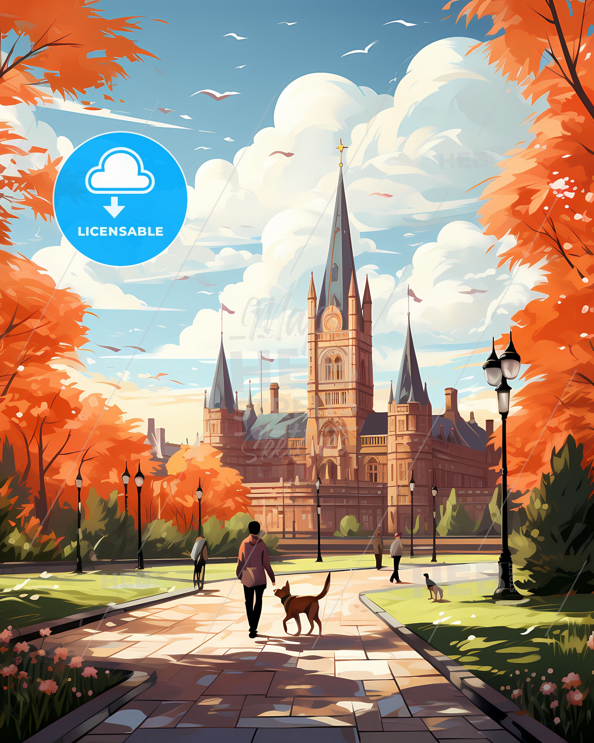 Panoramic Art Painting Padang Indonesia City Skyline Castle Silhouette ...