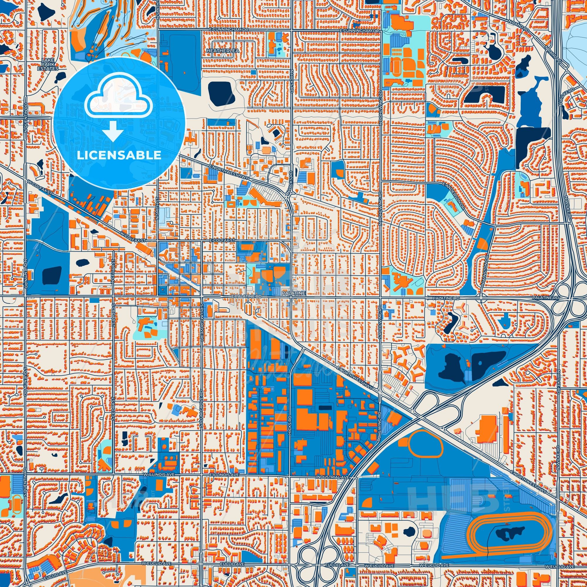 Colorful Palatine Street Map - Digital Download – HEBSTREITS