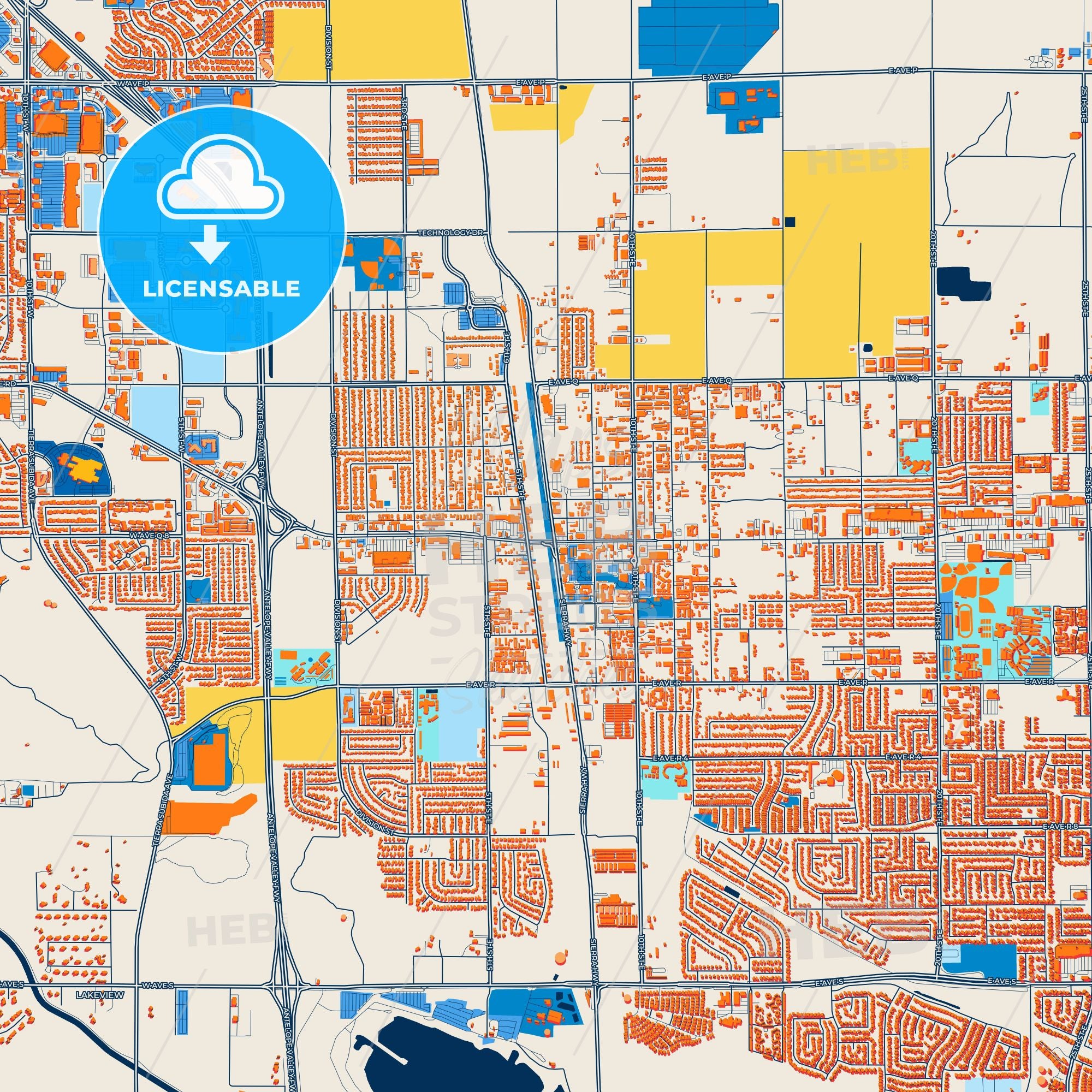Colorful Palmdale Street Map - Digital Download – HEBSTREITS