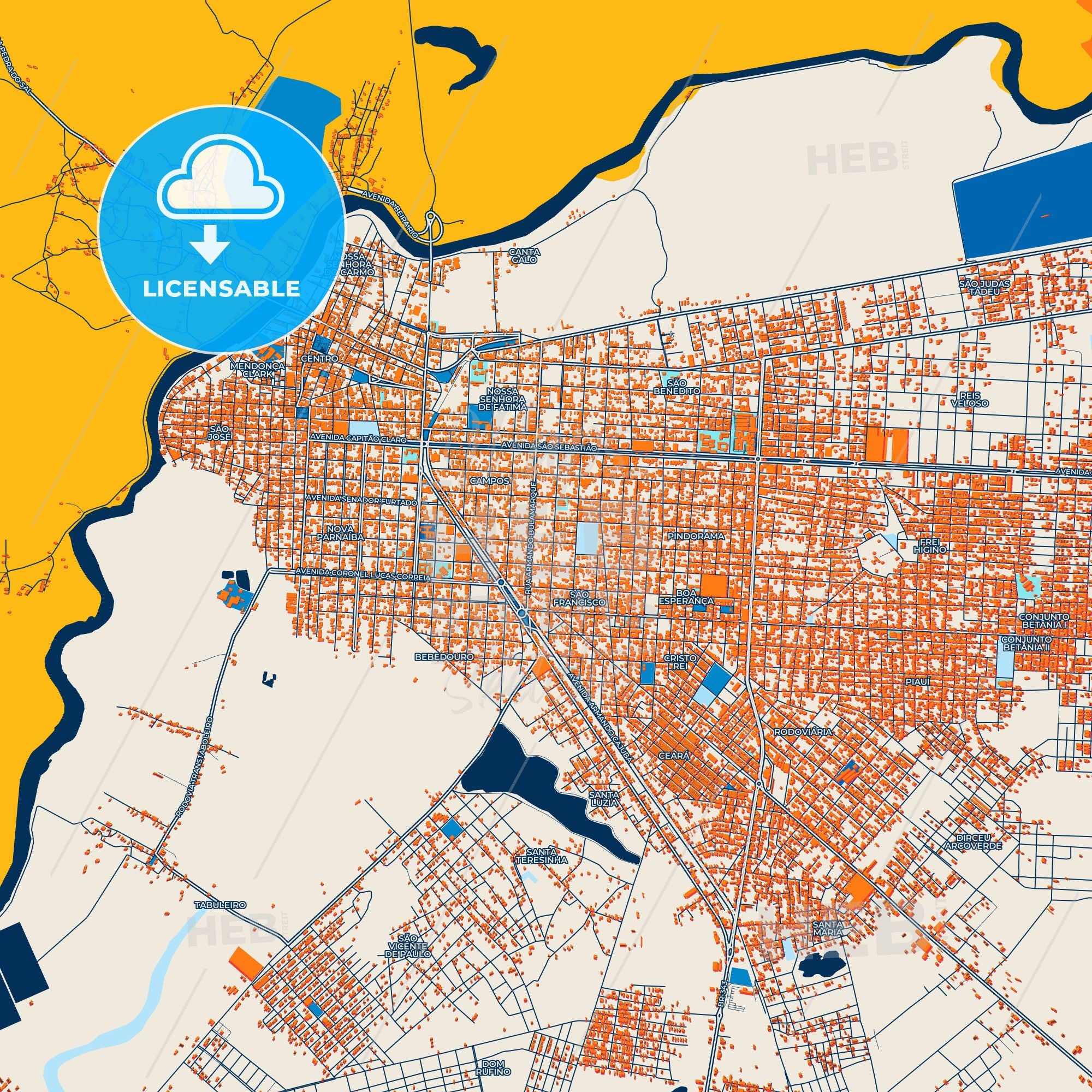 Colorful Parnaiba Street Map - Digital Download – HEBSTREITS
