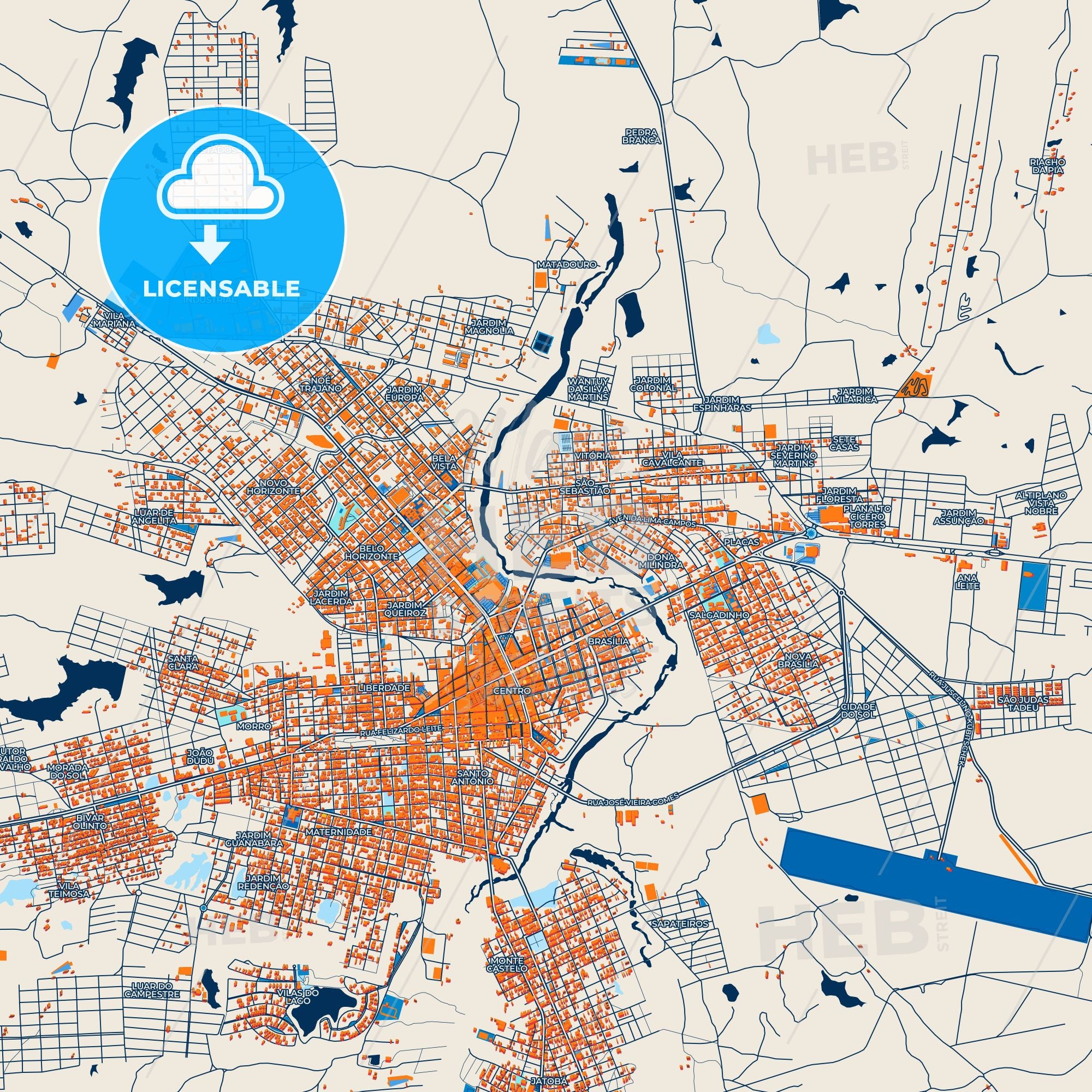 Colorful Patos Street Map With Labels And Buildings – HEBSTREITS