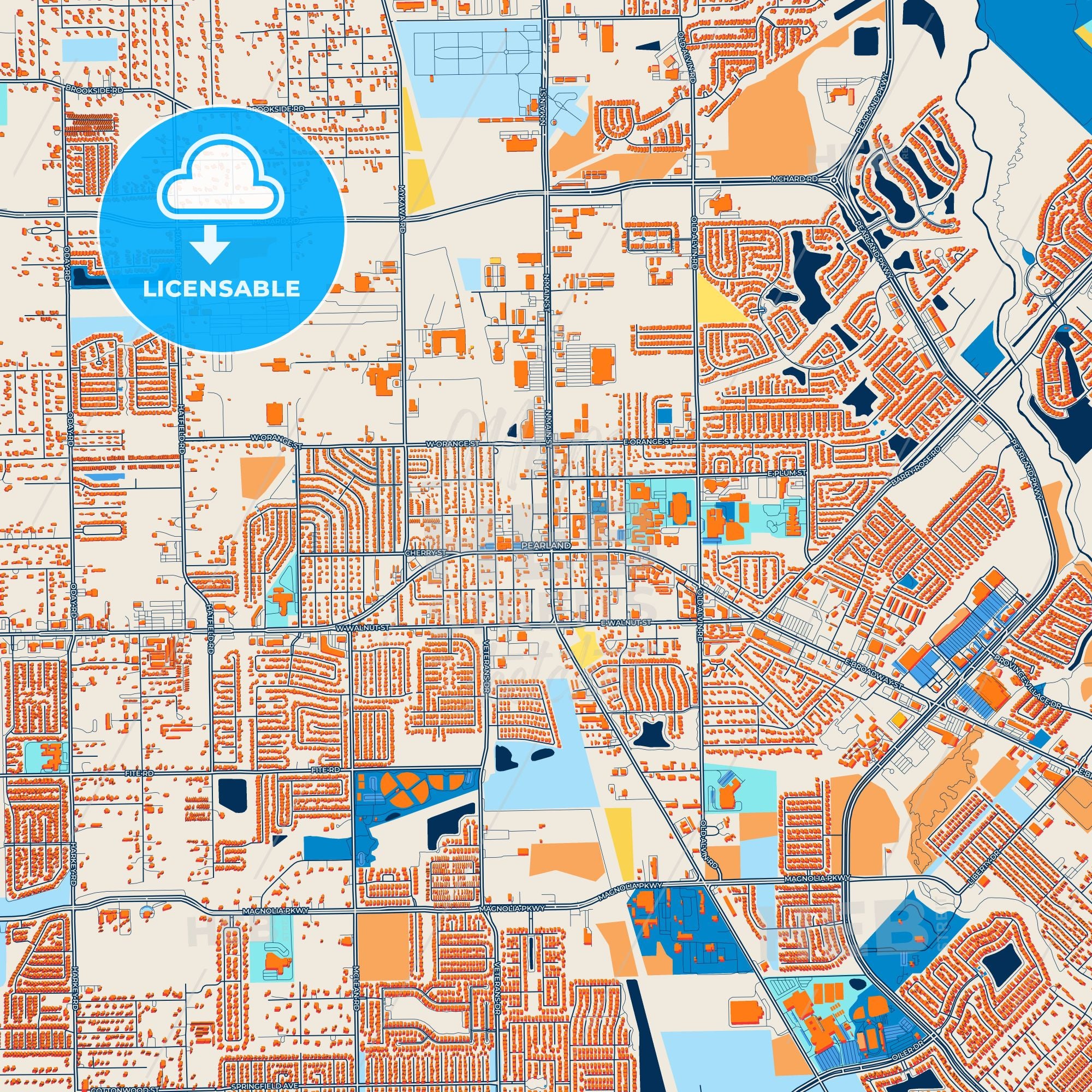 Colorful Pearland Street Map - Digital Download – HEBSTREITS
