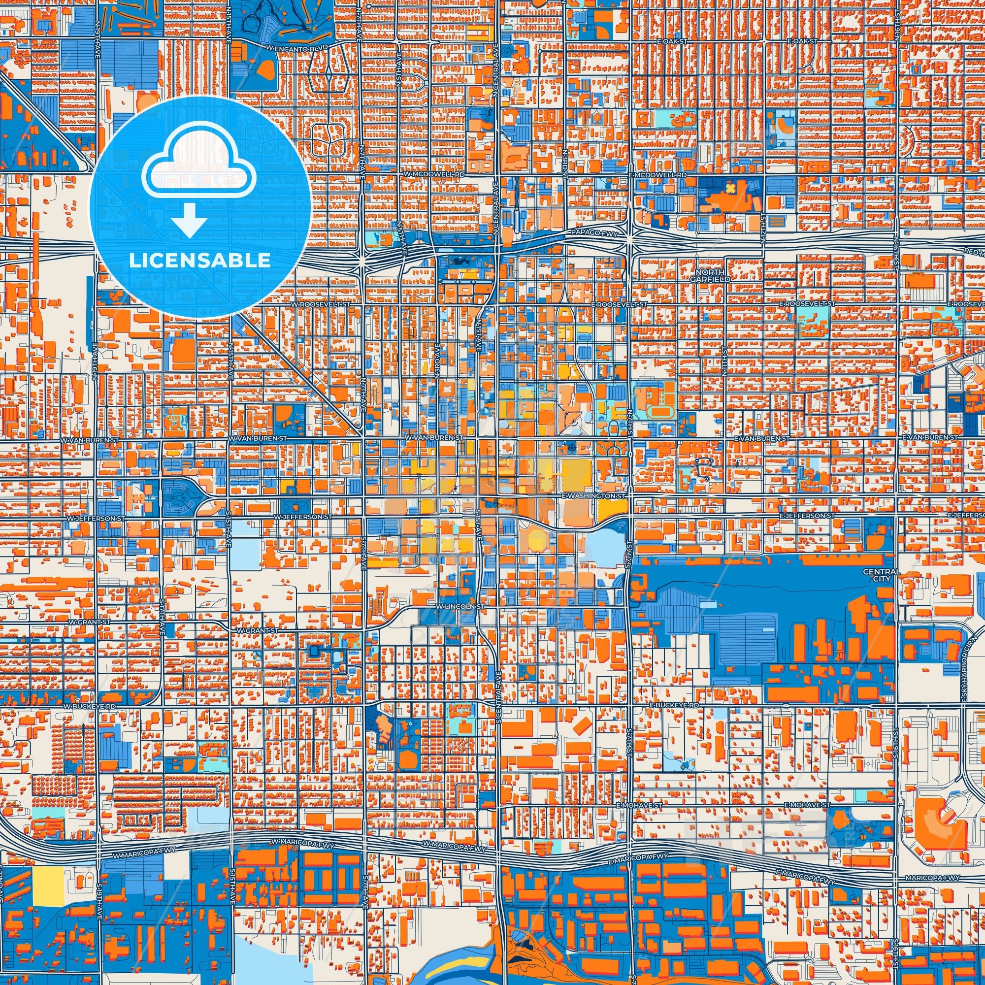 Colorful Phoenix Street Map - Digital Download – HEBSTREITS
