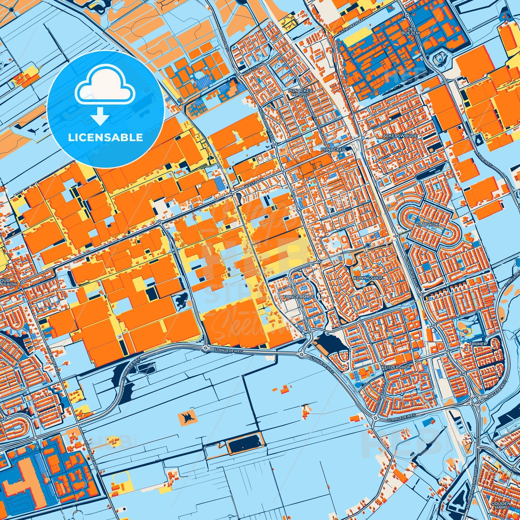 Colorful Pijnacker-Nootdorp Street Map - Digital Download – HEBSTREITS