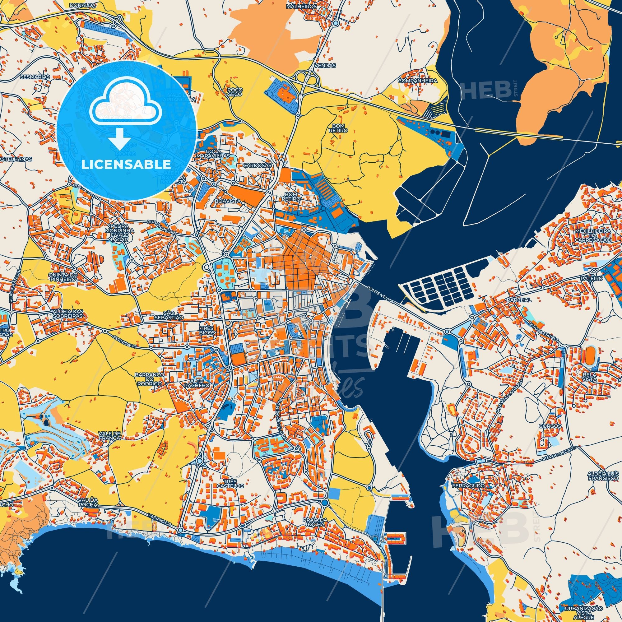 Colorful Portimão Street Map - Digital Download – HEBSTREITS