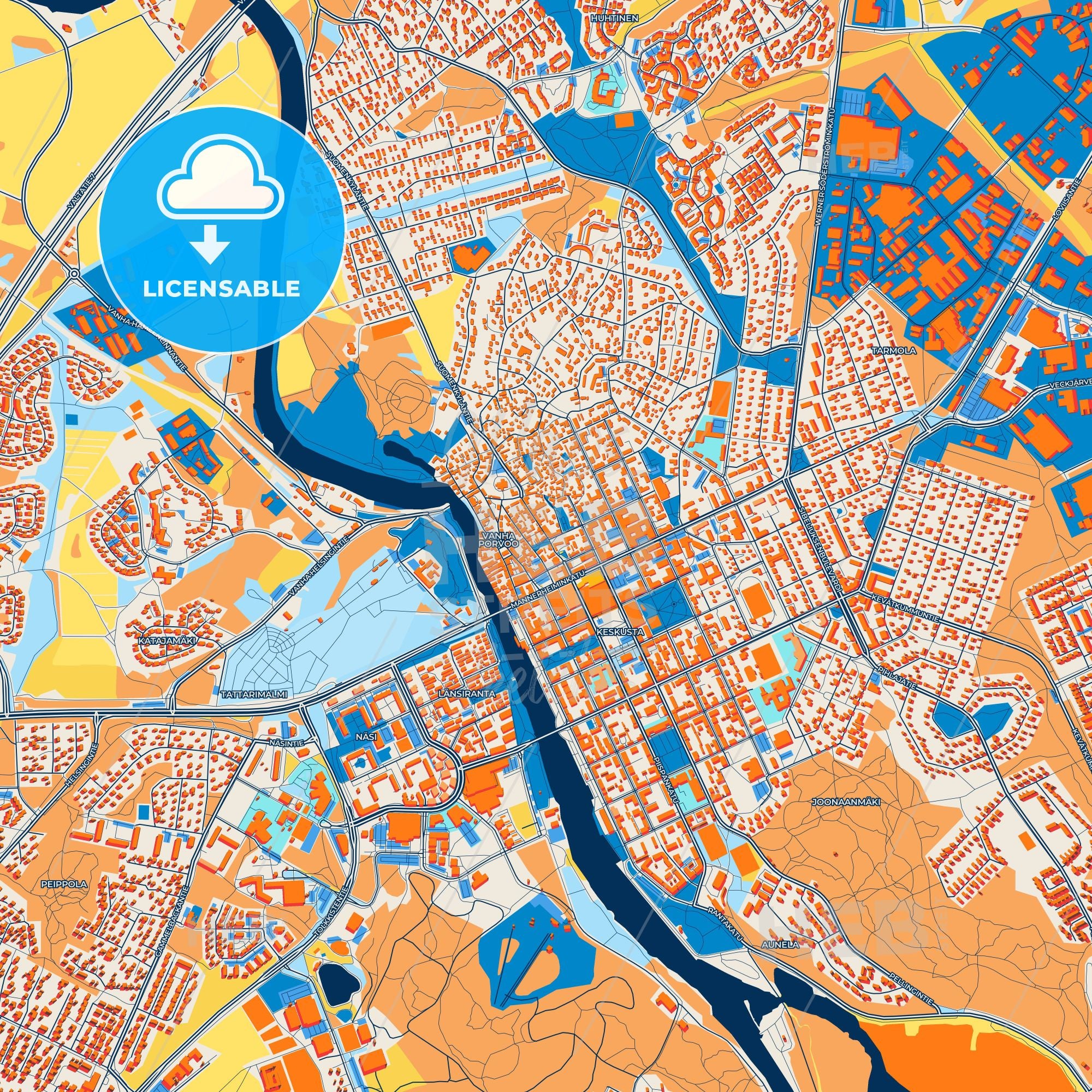 Colorful Porvoo Street Map - Digital Download – HEBSTREITS