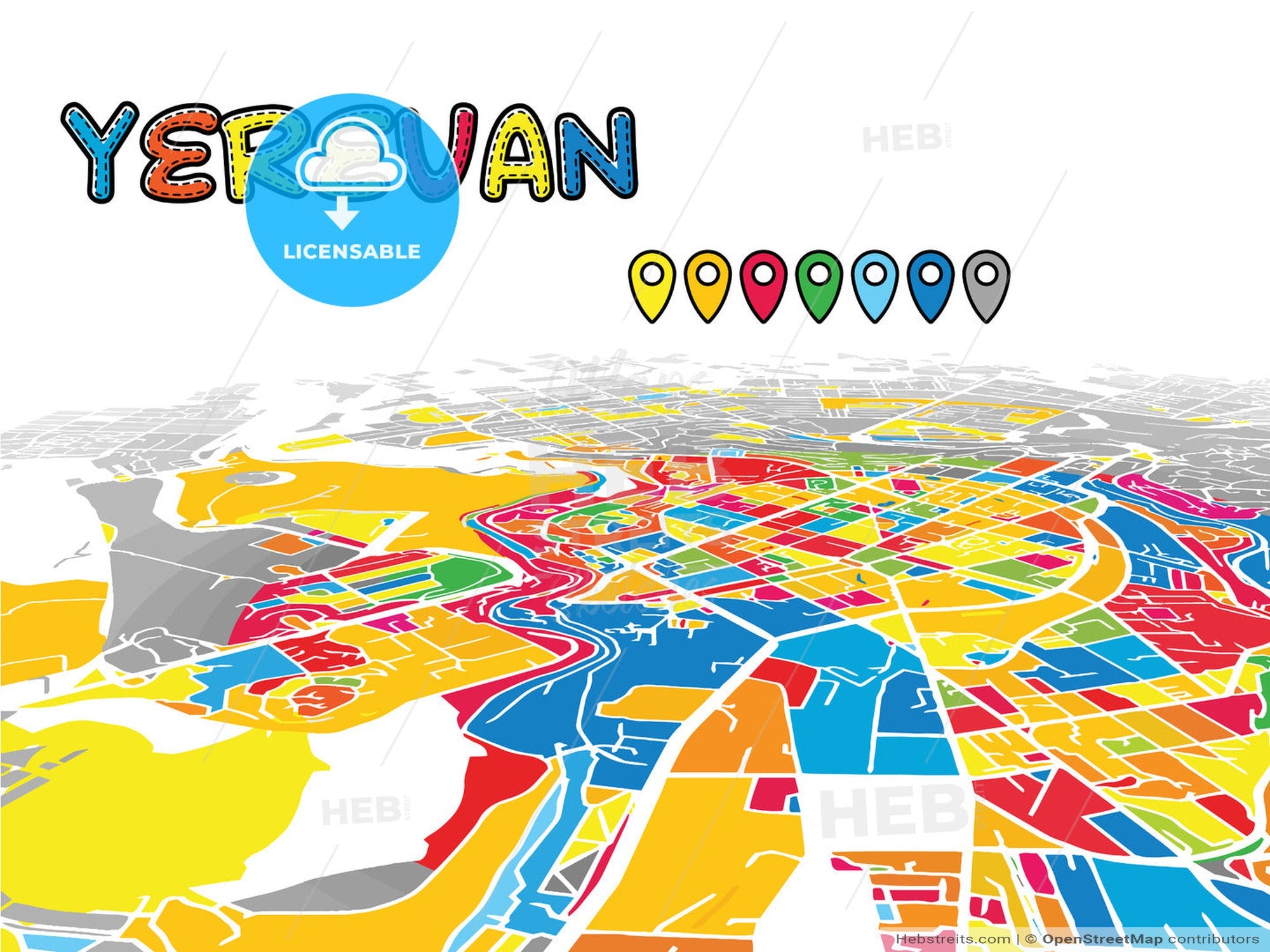 Yerevan, Armenia, Downtown Map In Perspective – HEBSTREITS