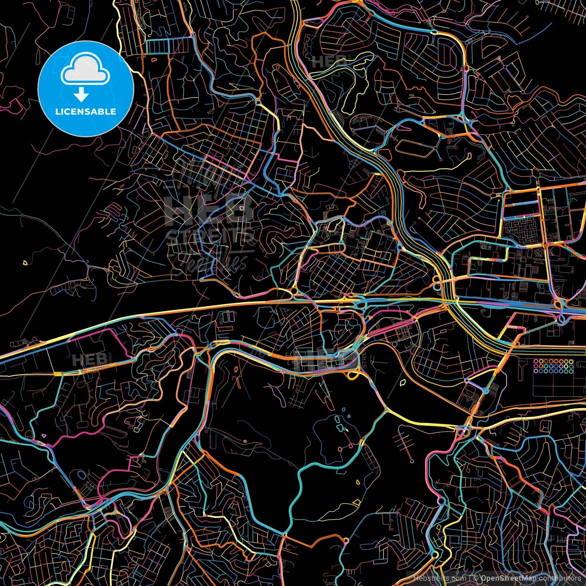 Barueri, Brazil, Colorful City Map On Black Background – HEBSTREITS