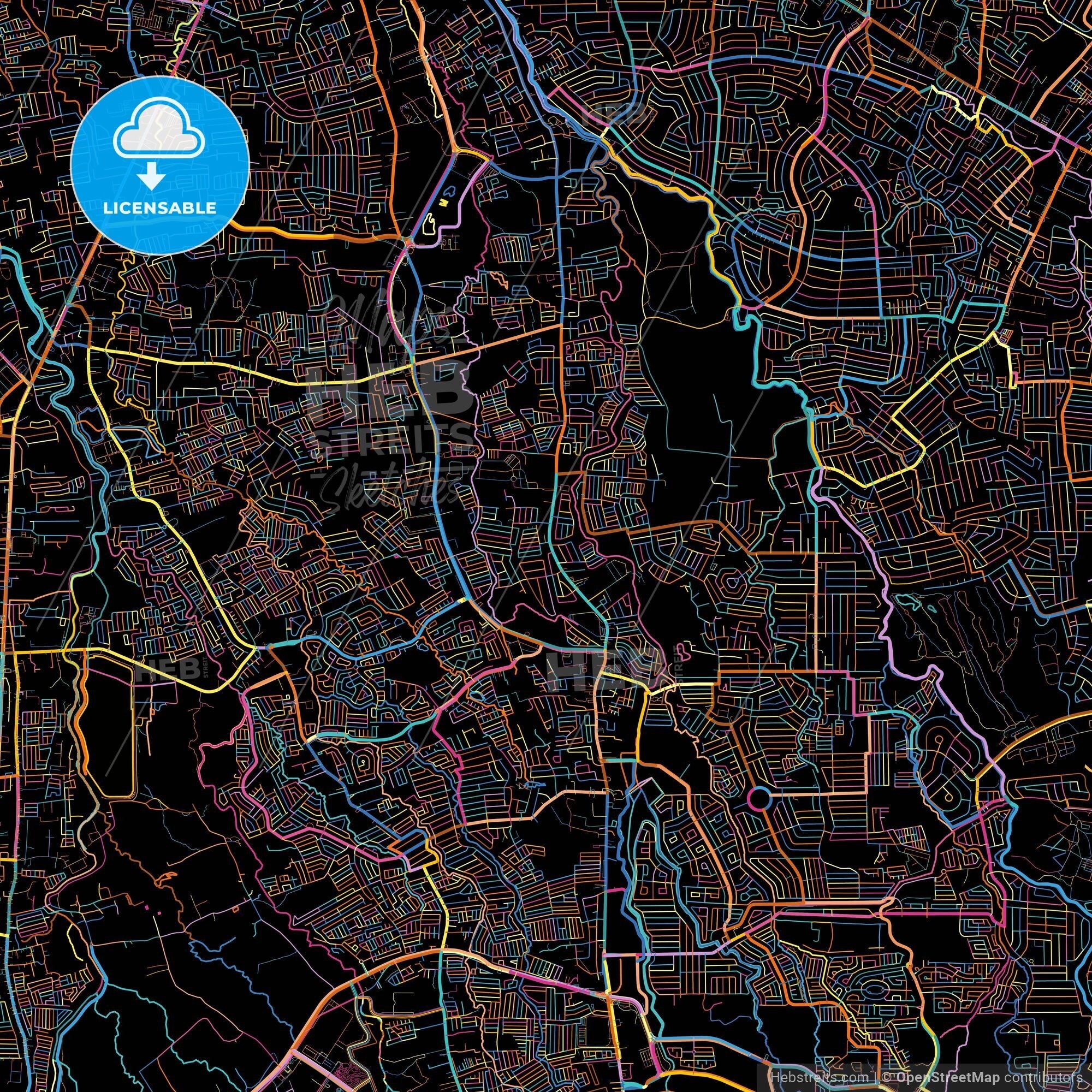 Bacoor, Cavite, Philippines, Colorful City Map On Black Background ...