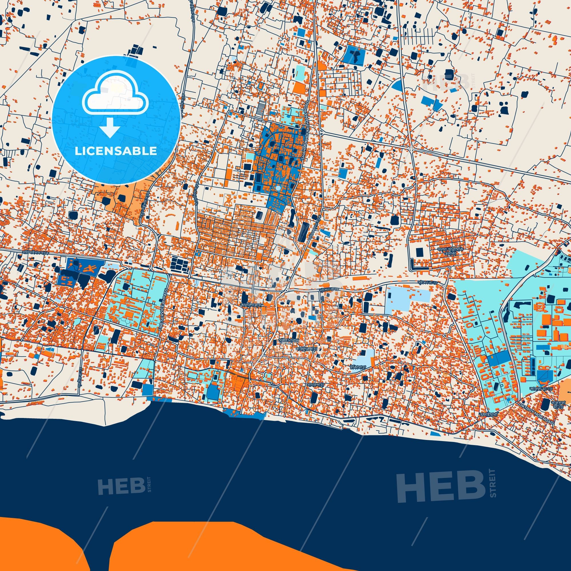 Colorful Rajshahi Street Map - Digital Download – HEBSTREITS