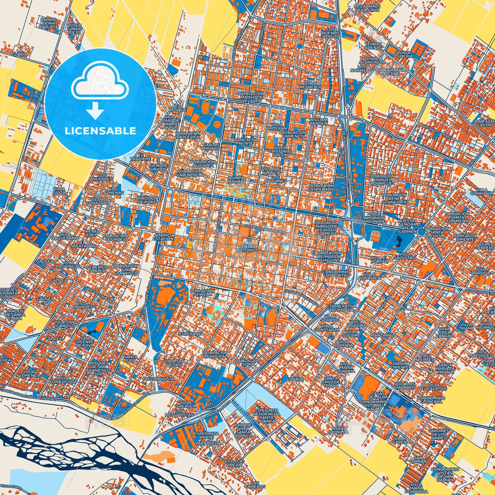 Colorful Rancagua Street Map - Digital Download – HEBSTREITS