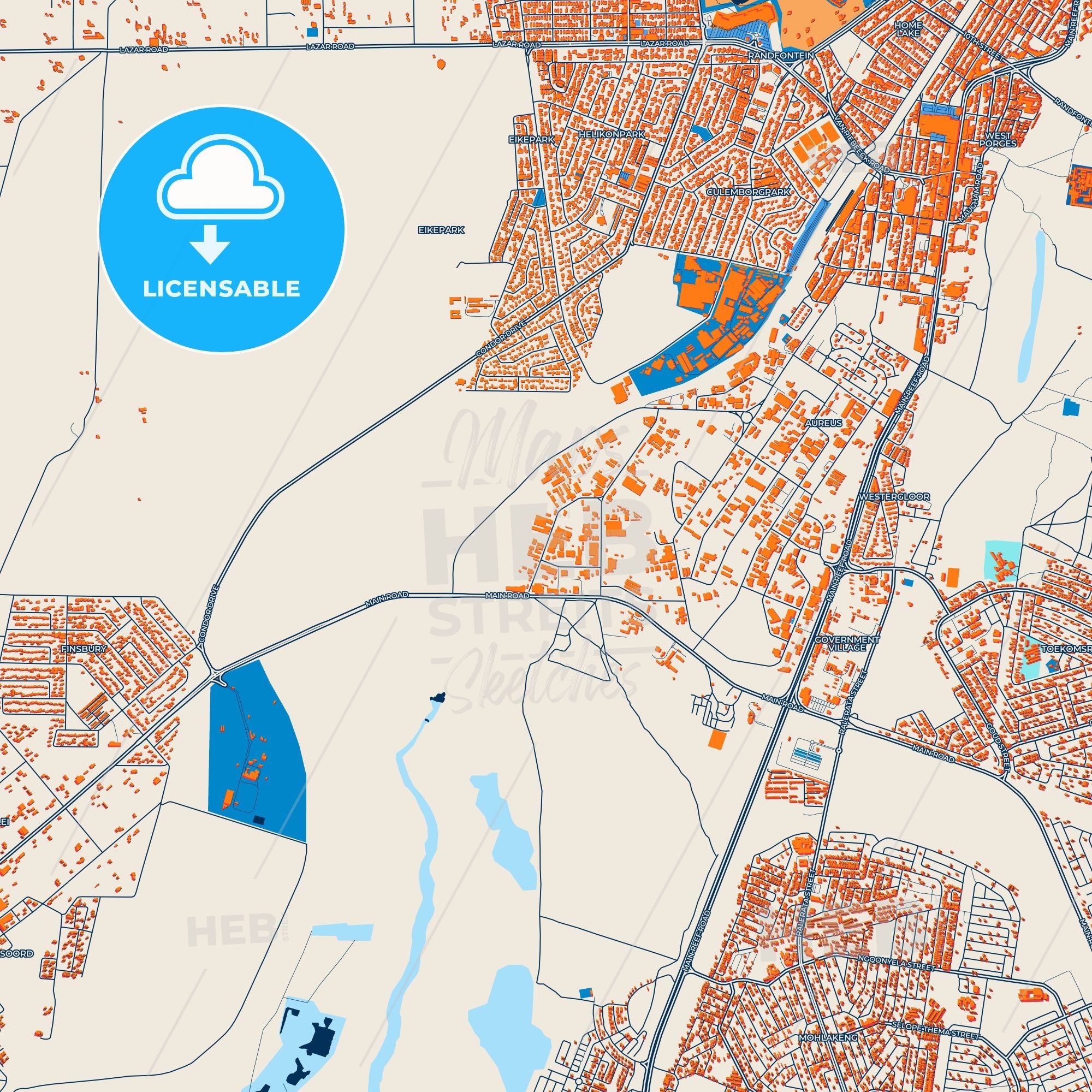 Colorful Randfontein Street Map - Digital Download – HEBSTREITS