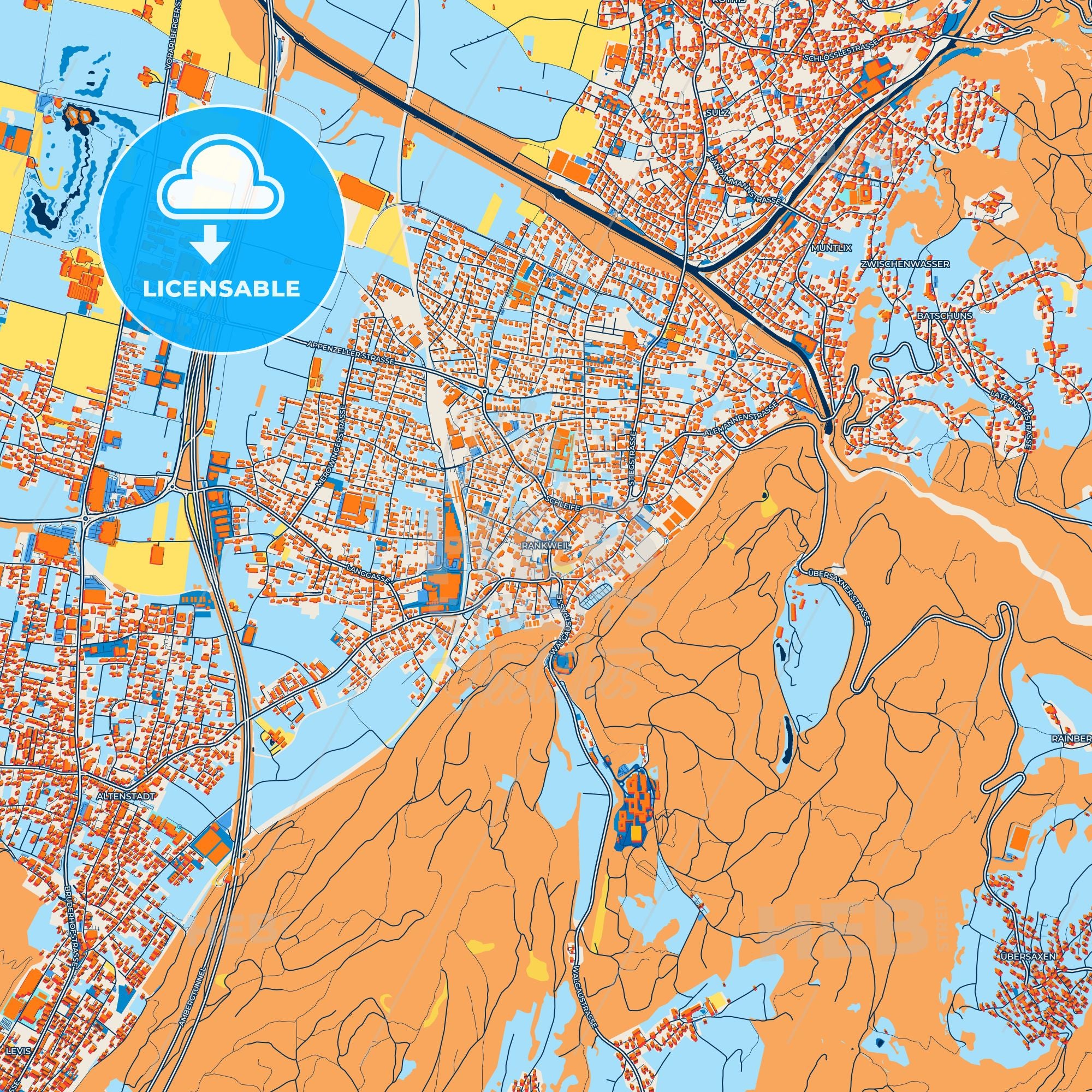 Colorful Rankweil Street Map - Digital Download – HEBSTREITS
