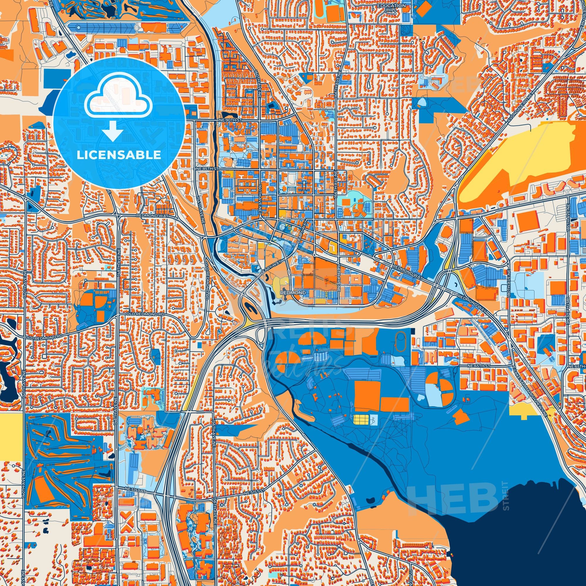Colorful Redmond Street Map - Digital Download – HEBSTREITS