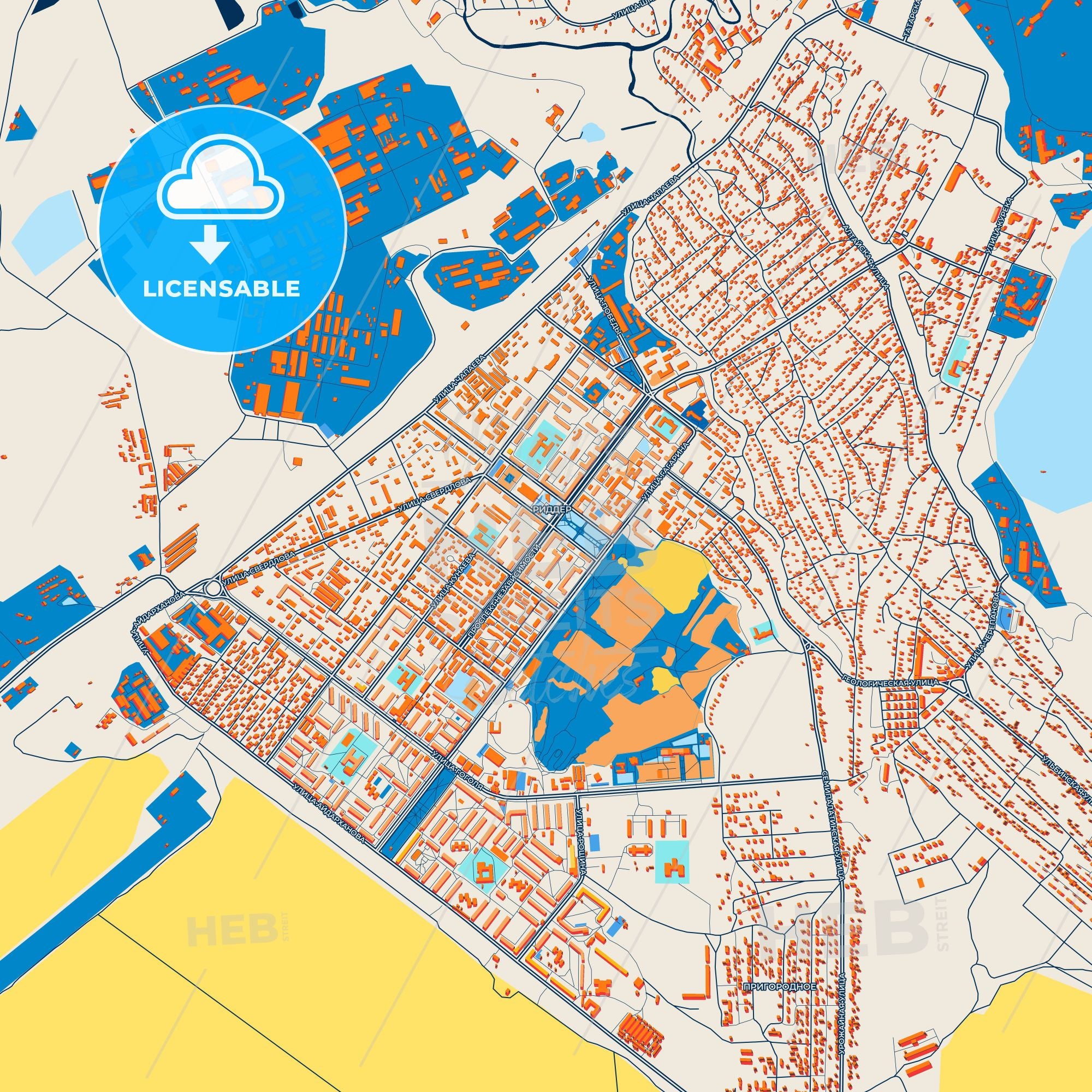 Colorful Ridder Street Map With Labels And Buildings – HEBSTREITS