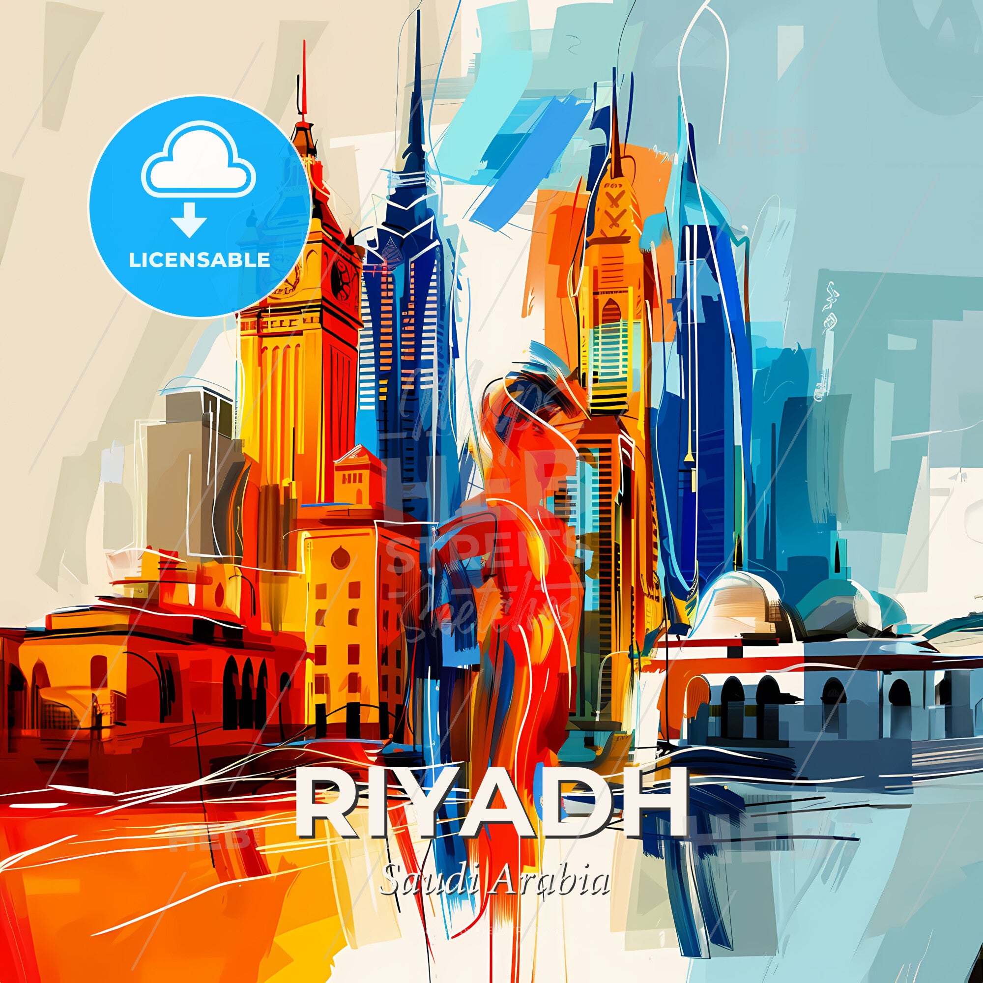 Vibrant Riyadh, Saudi Arabia, print template – HEBSTREITS