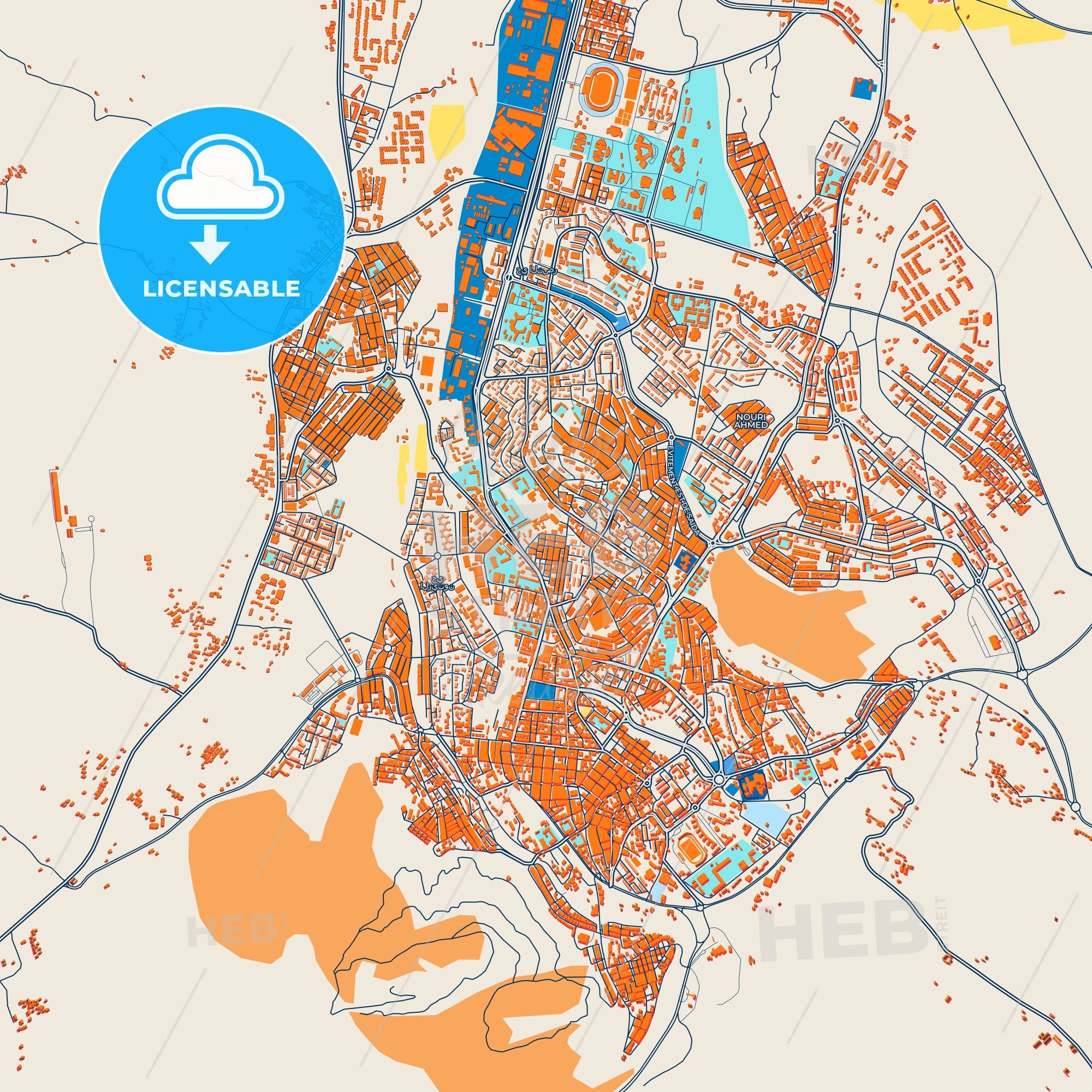 Colorful Saida Street Map With Labels And Buildings – HEBSTREITS