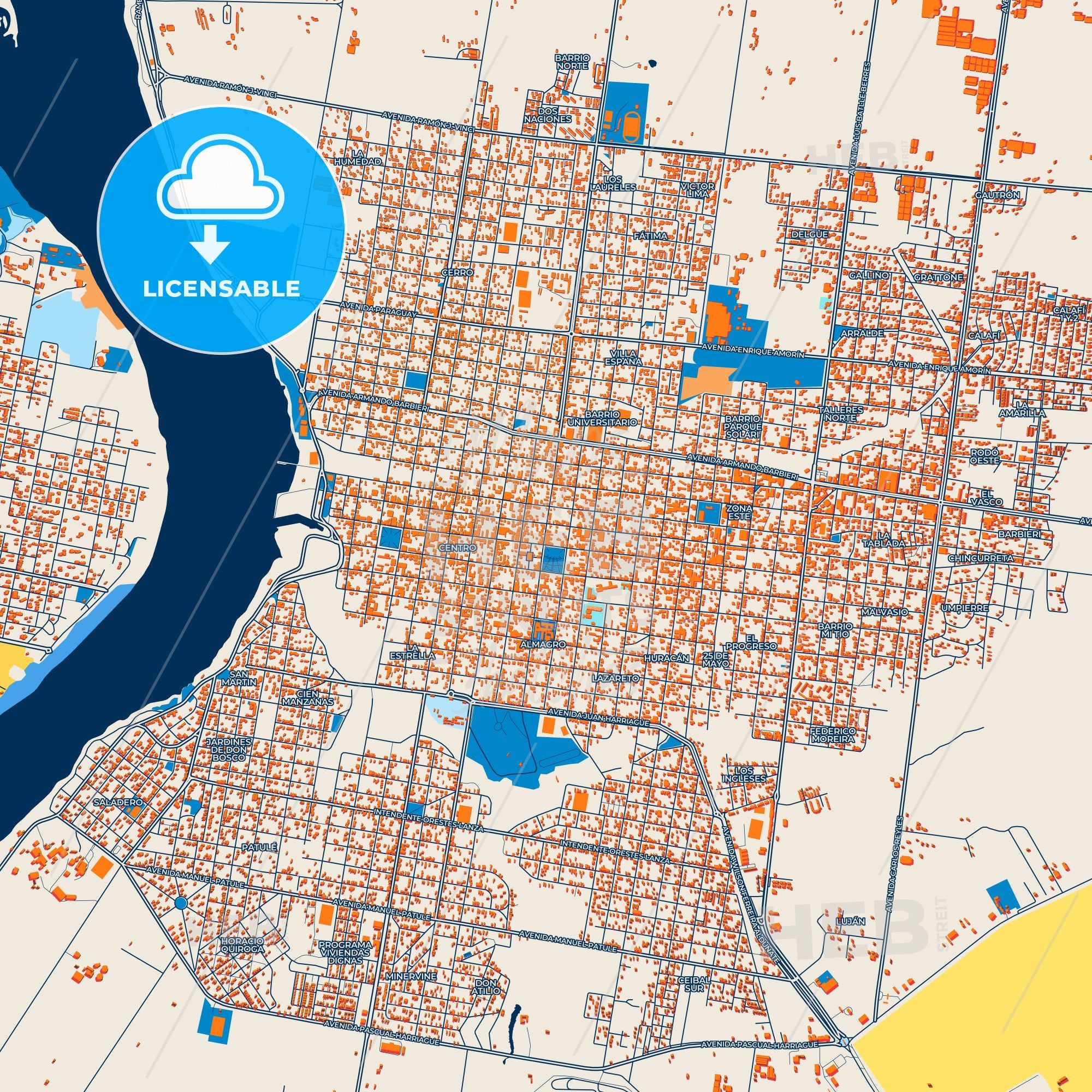 Colorful Salto Street Map With Labels And Buildings – HEBSTREITS