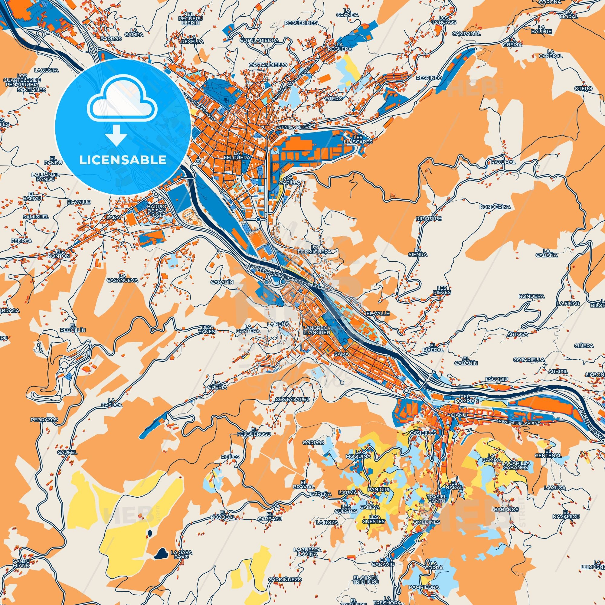 Colorful Sama Street Map With Labels And Buildings – HEBSTREITS
