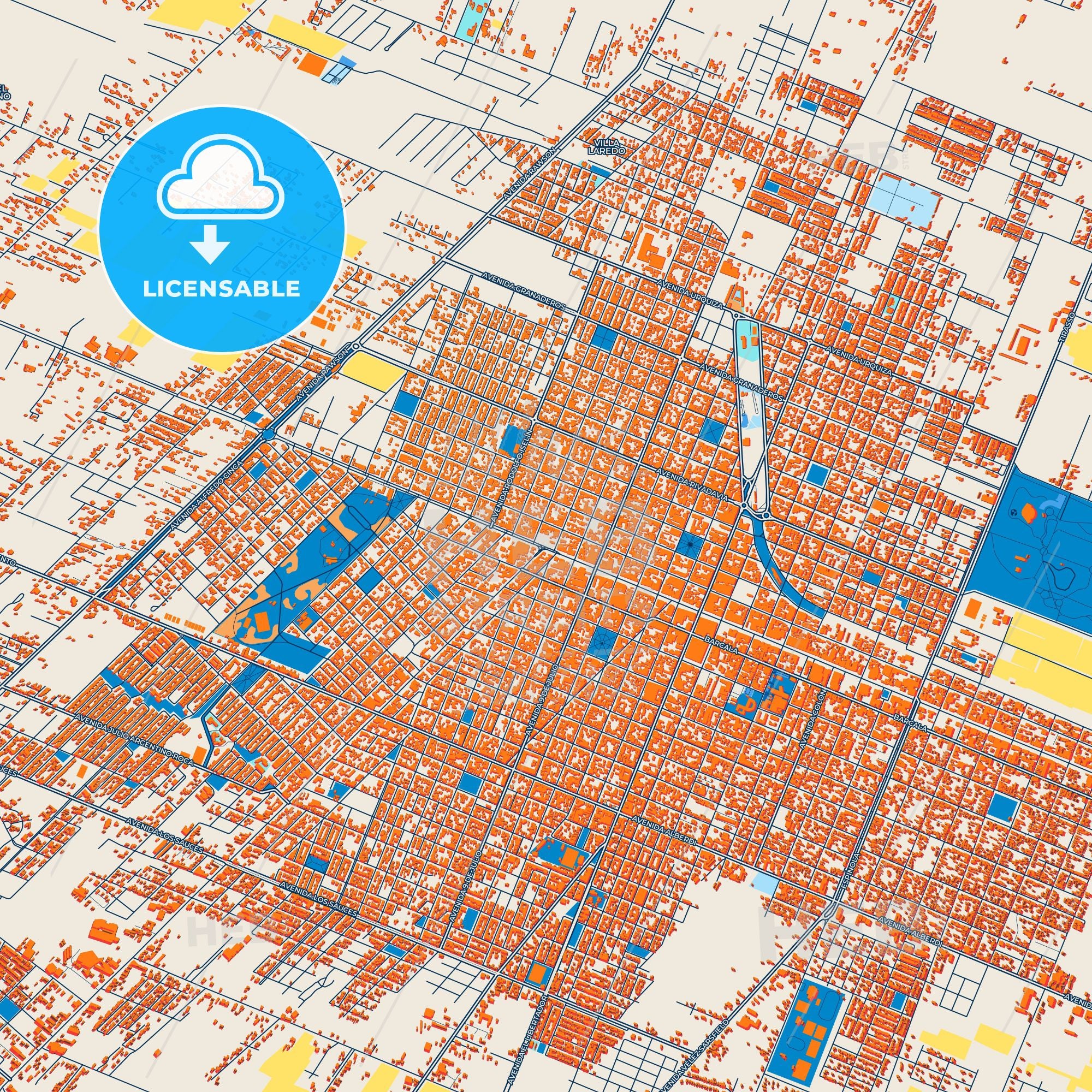 Colorful San Rafael Street Map With Labels And Buildings – HEBSTREITS