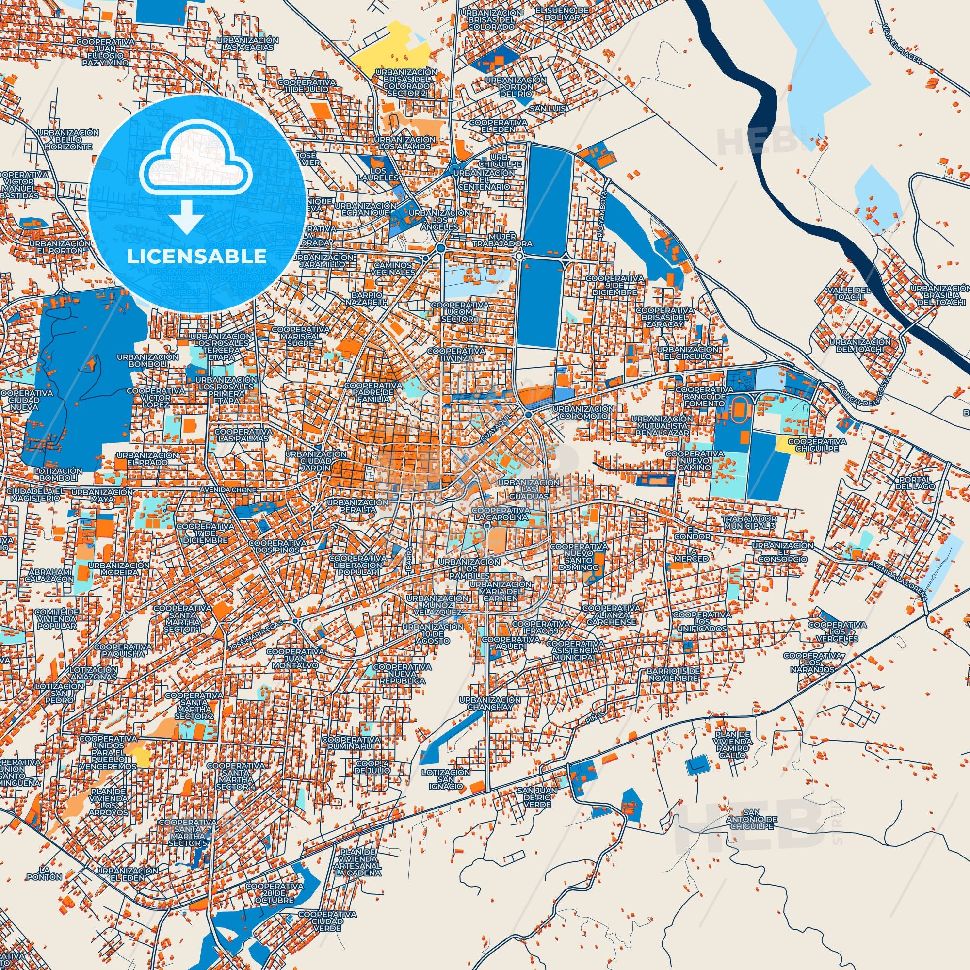 Colorful Santo Domingo de los Colorados Street Map - Digital Download ...
