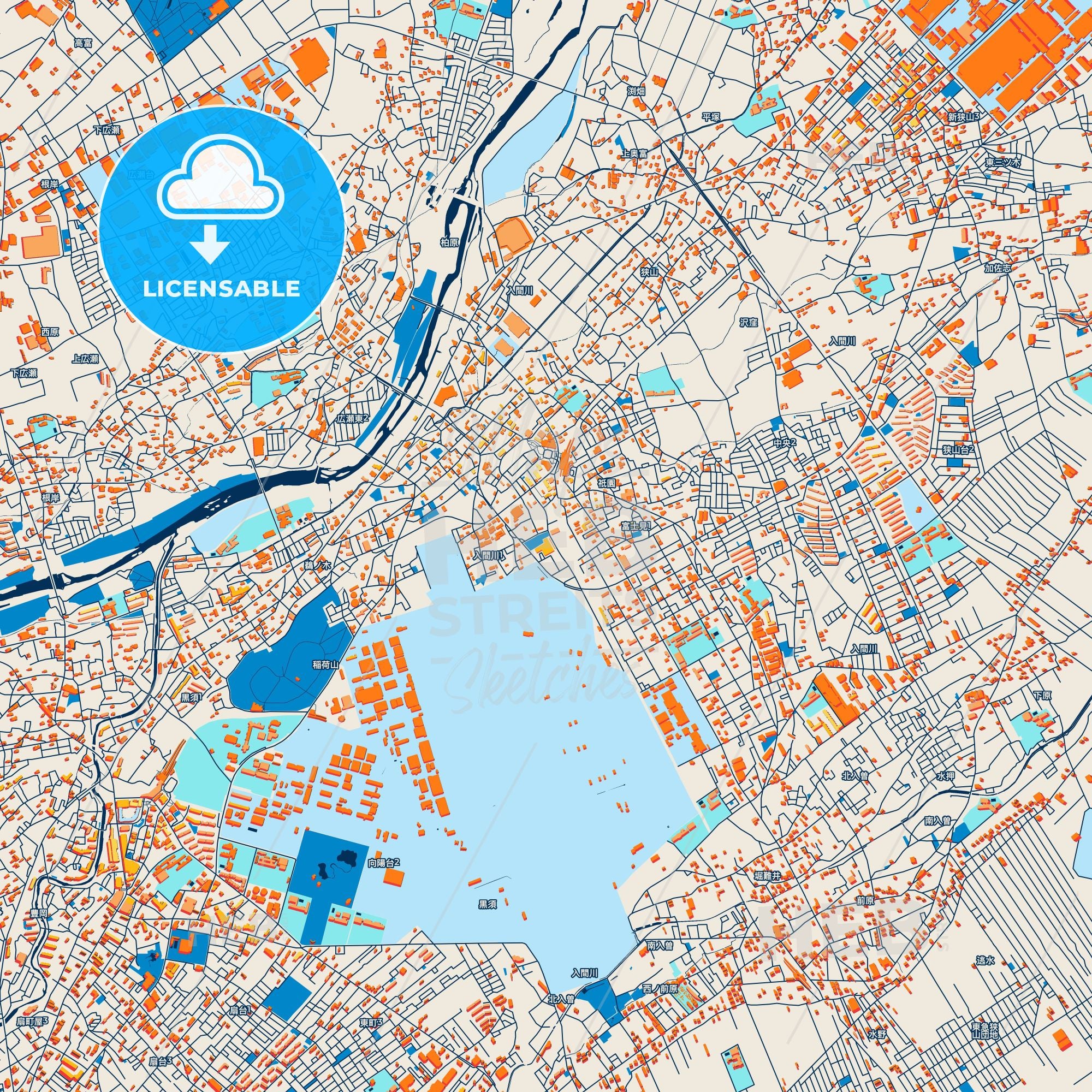 Colorful Sayama Street Map - Digital Download – HEBSTREITS