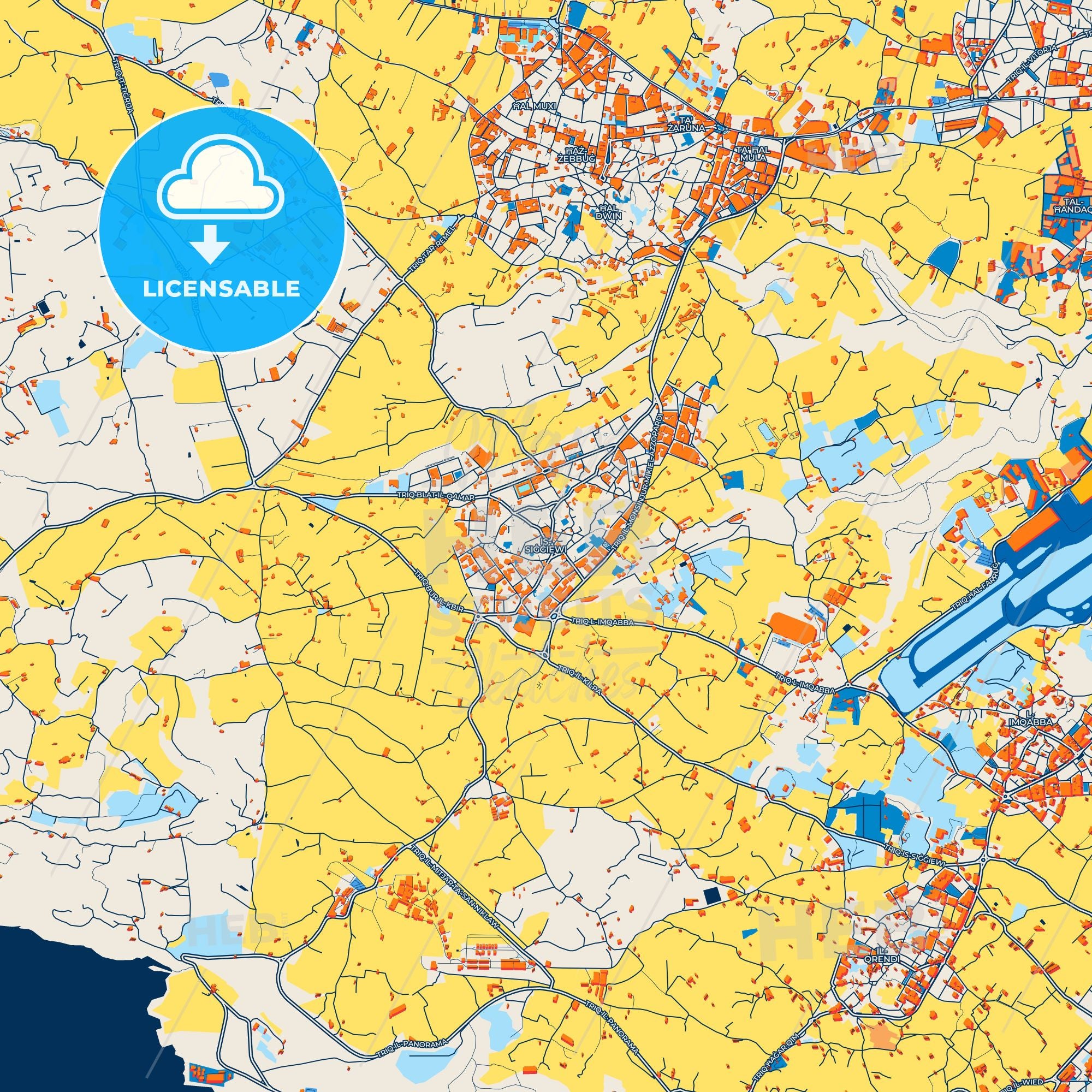 Colorful Siġġiewi Street Map - Digital Download – HEBSTREITS