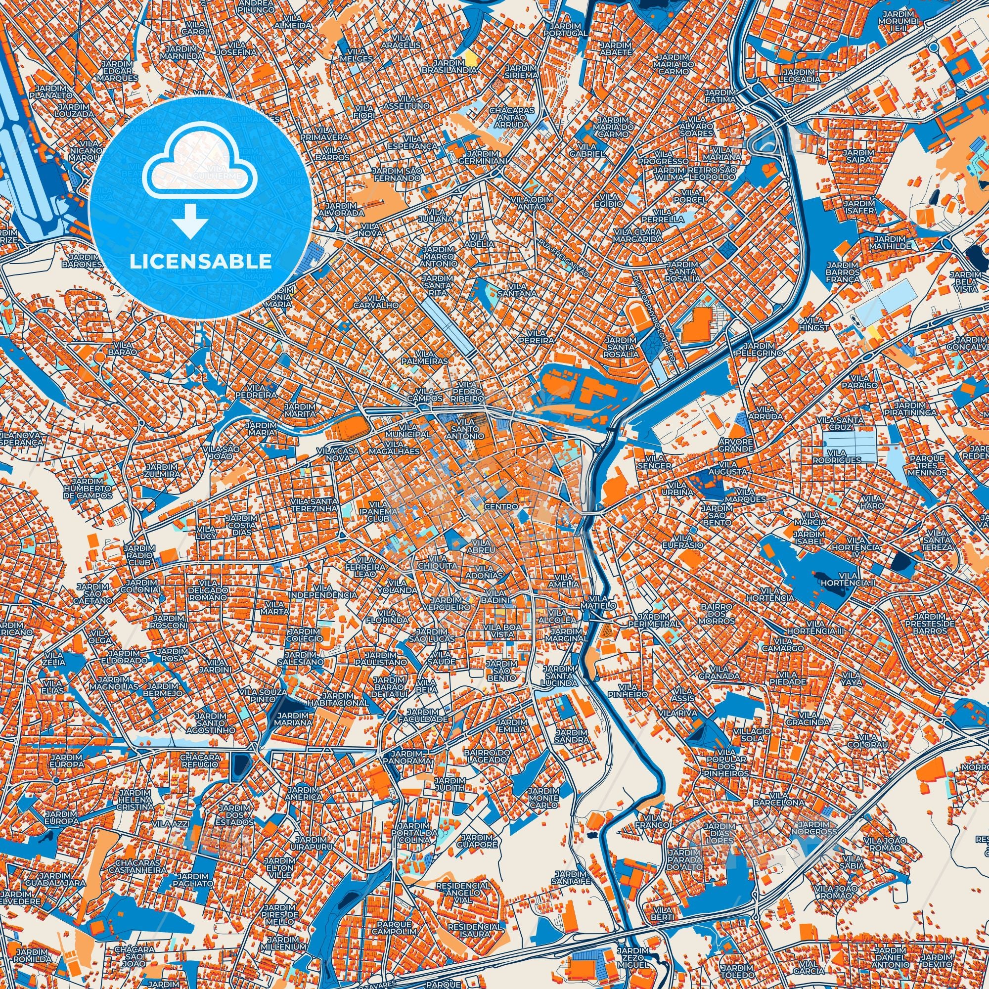 Colorful Sorocaba Street Map - Digital Download – HEBSTREITS