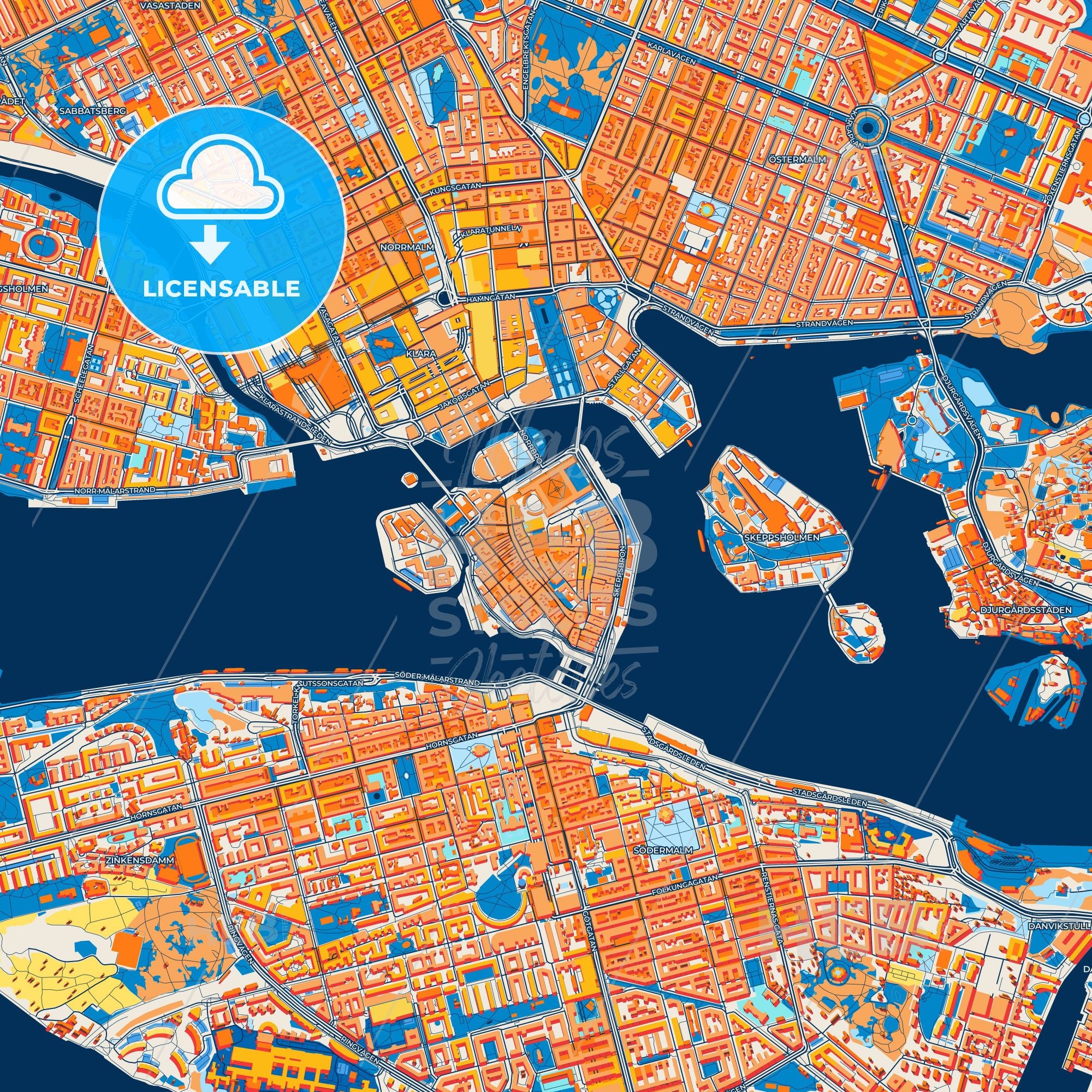 Colorful Stockholm Street Map - Digital Download – HEBSTREITS