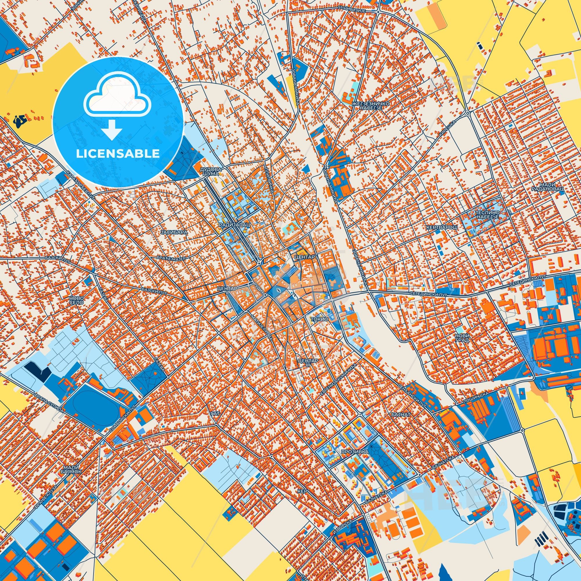 Colorful Subotica Street Map - Digital Download – HEBSTREITS