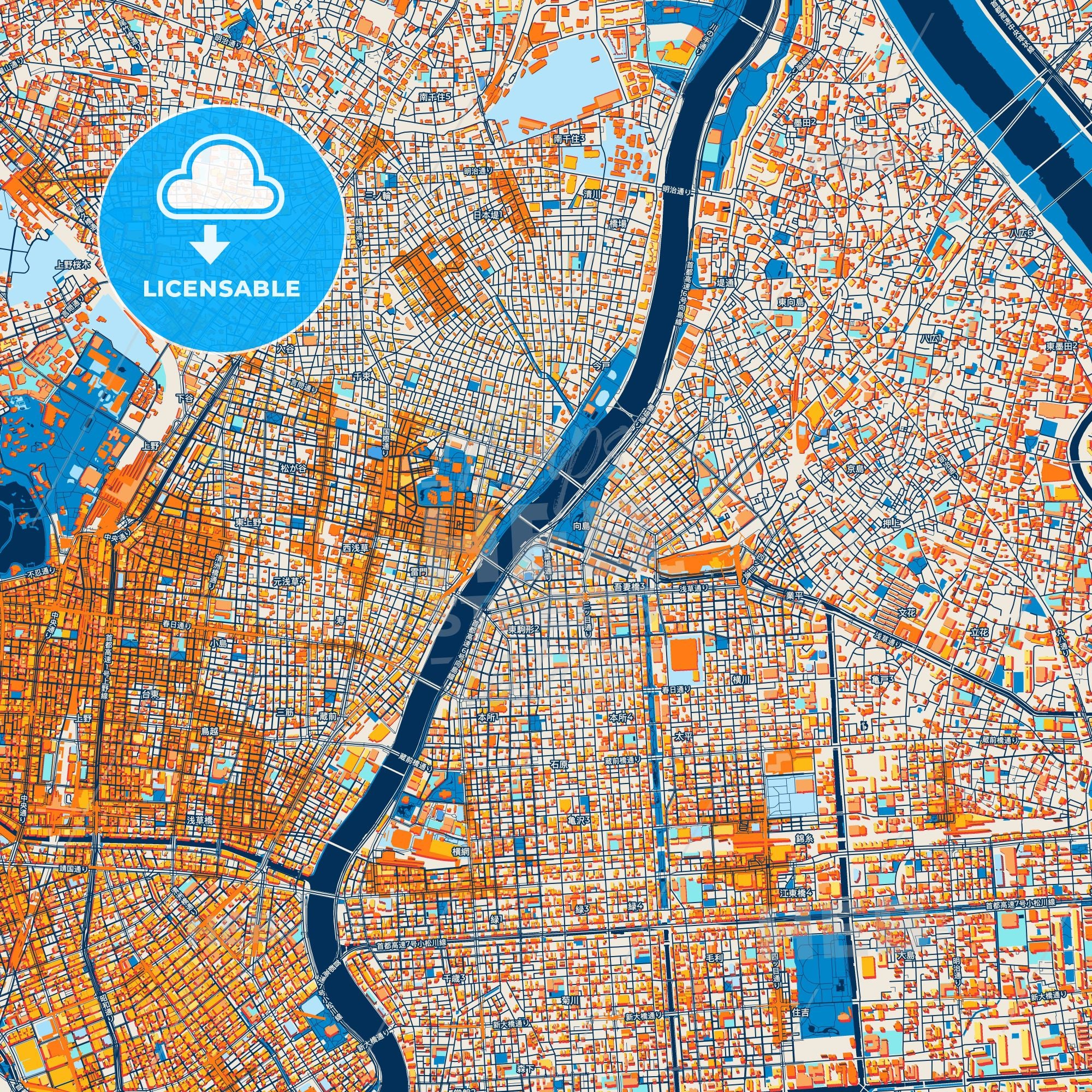 Colorful Sumida Street Map - Digital Download – HEBSTREITS