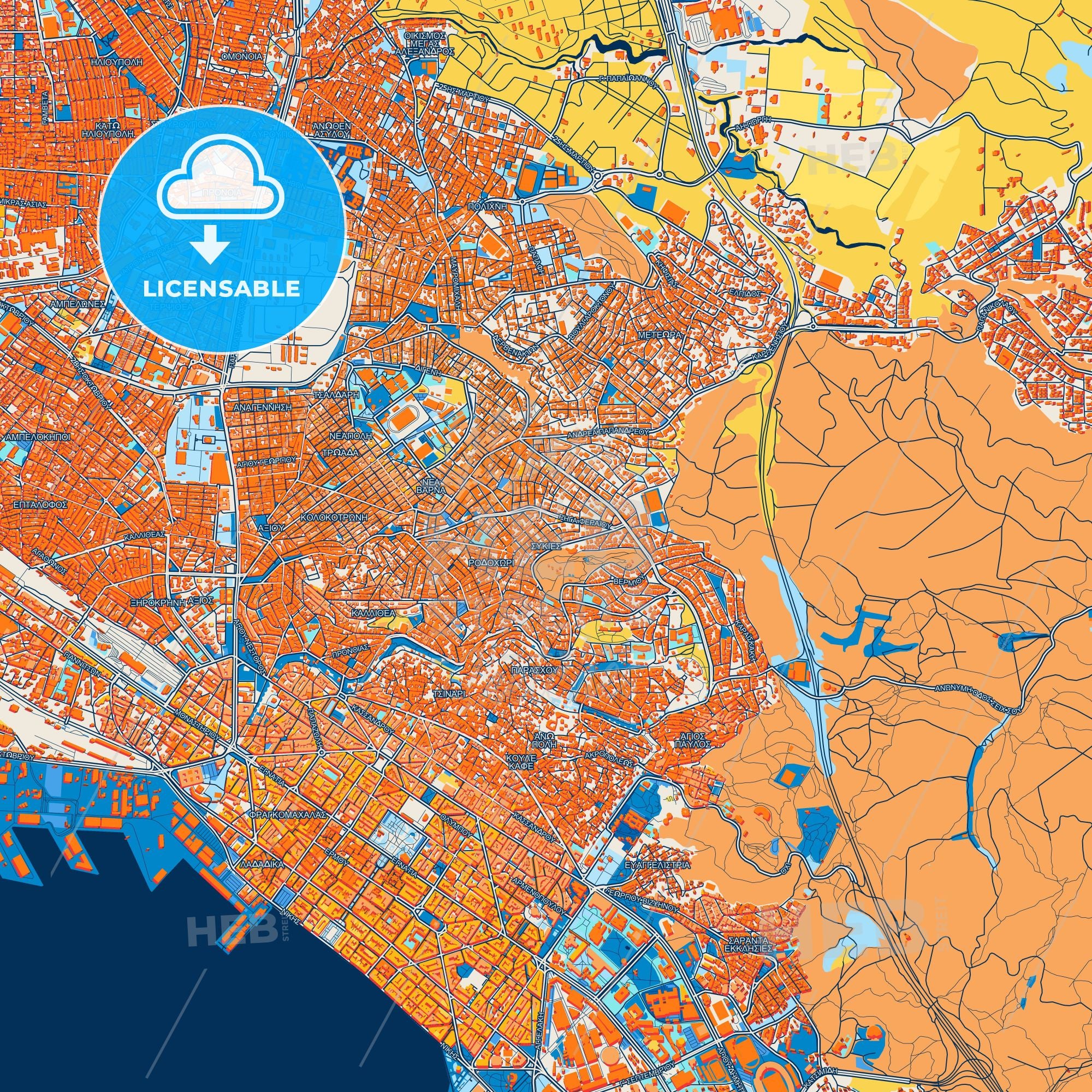 Colorful Sykies Street Map With Labels And Buildings – HEBSTREITS