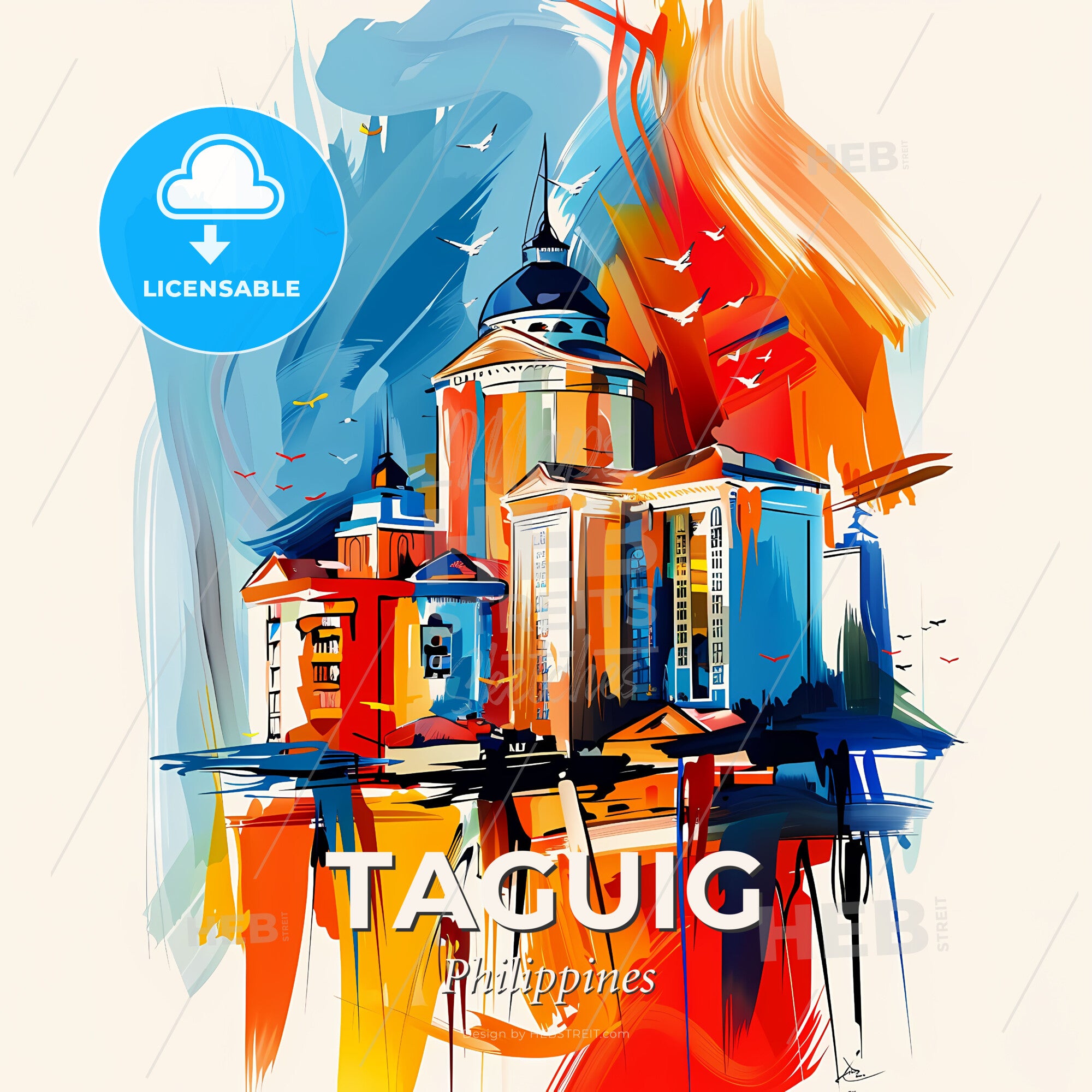 Vibrant Taguig, Philippines - A Painting Of A Building – HEBSTREITS