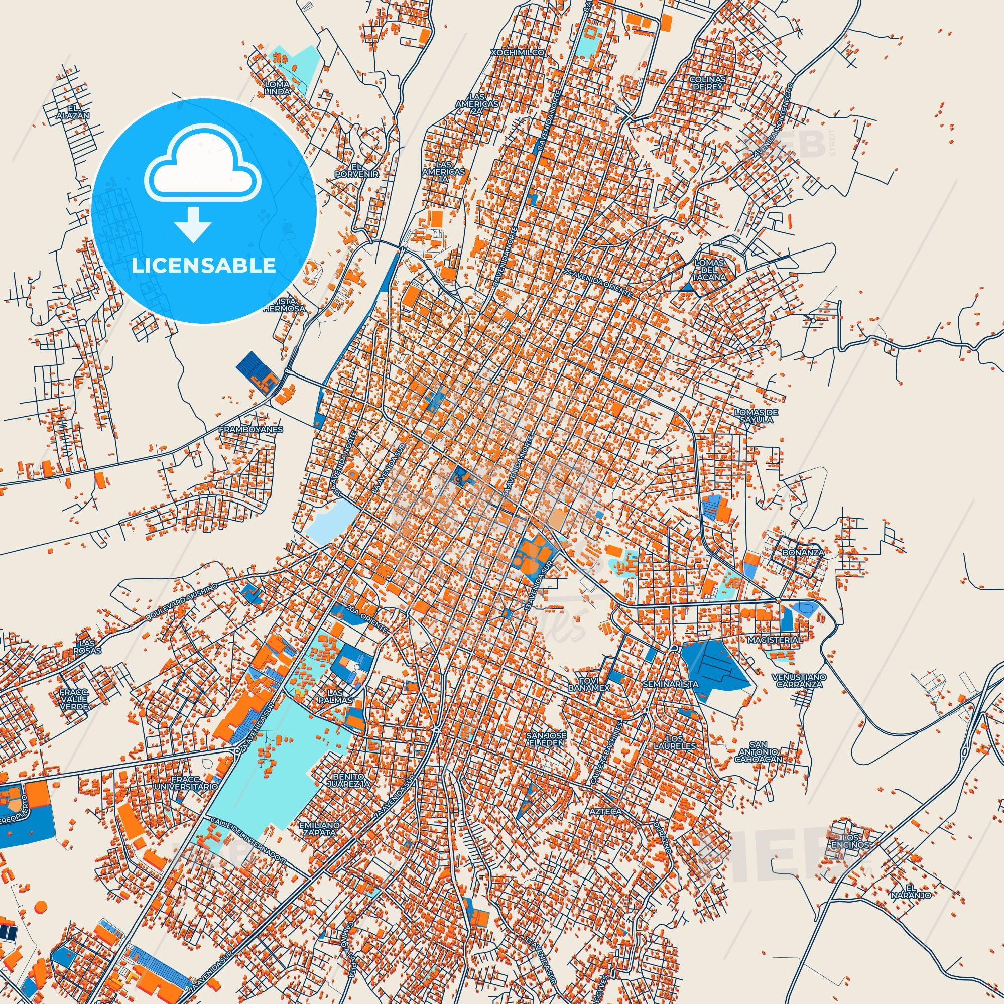 Colorful Tapachula Street Map With Labels And Buildings – HEBSTREITS