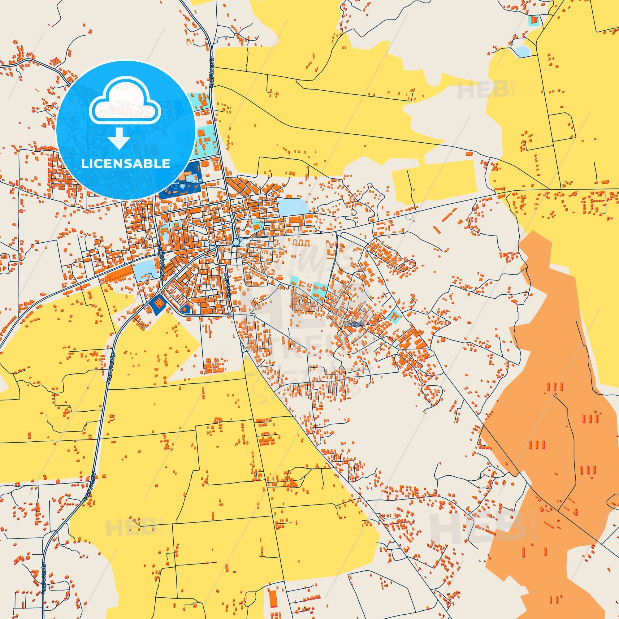 Colorful Tarhuna Street Map With Labels And Buildings – HEBSTREITS